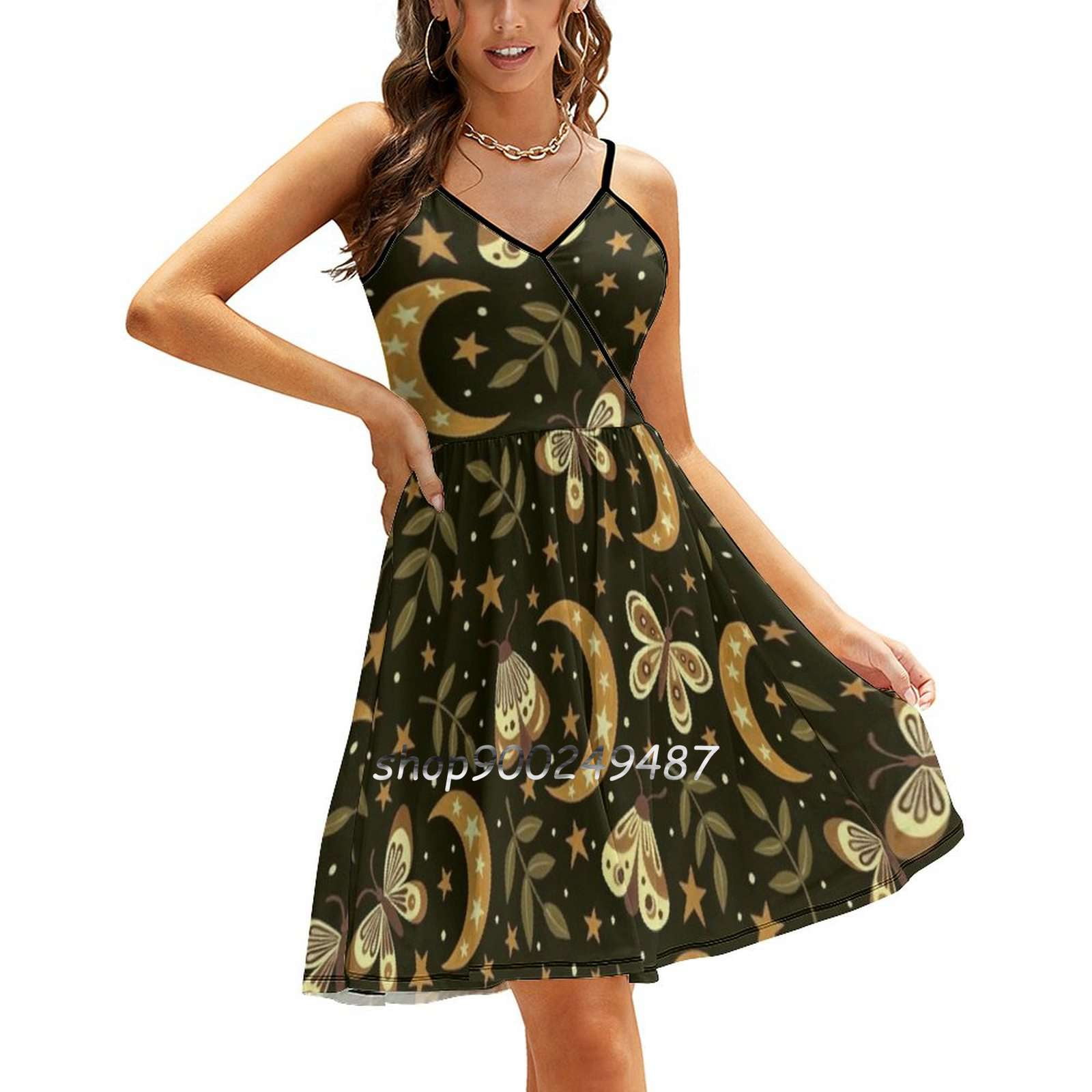 Moons And Moths Sweet Elegant Dress Women Korean Kawaii Square Collar ...