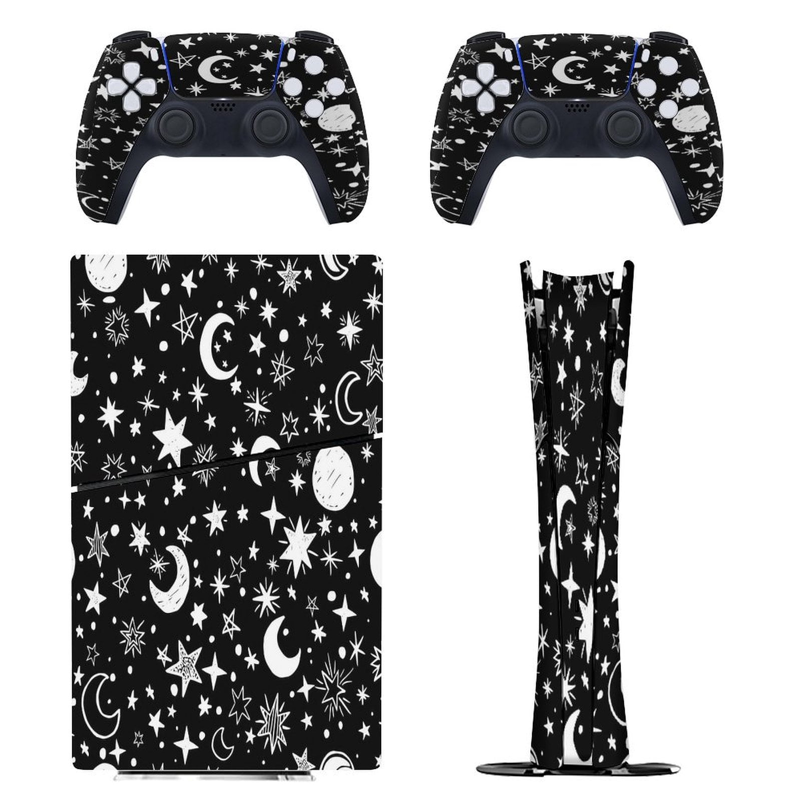 Moons And Stars Black And White PS5/PS5 Pro/PS5 Slim Digital Disc Skin ...