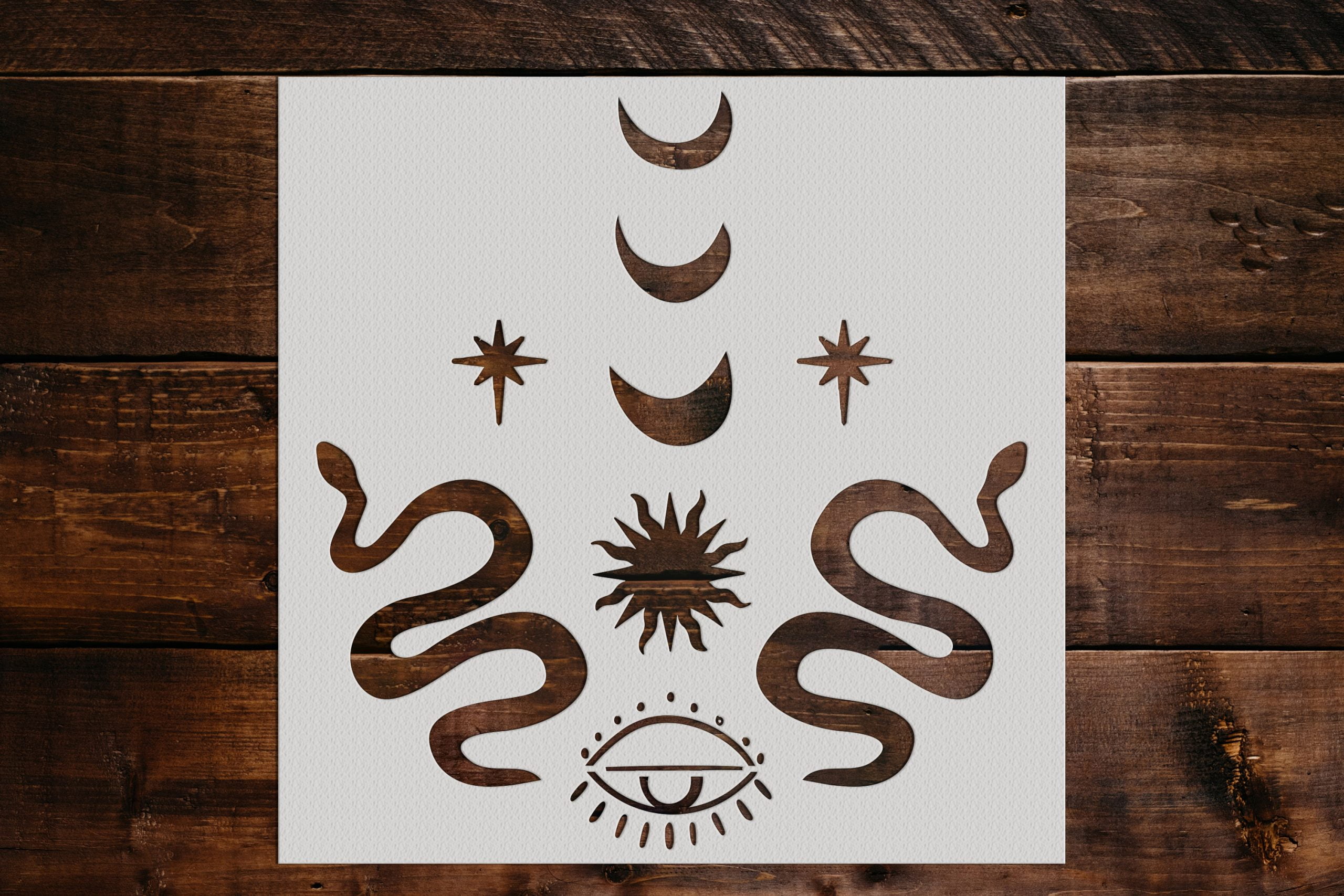 Moons, Snakes, All Seeing Eye Stencil - Art and Wall Stencil (42"x42") - Walmart.com