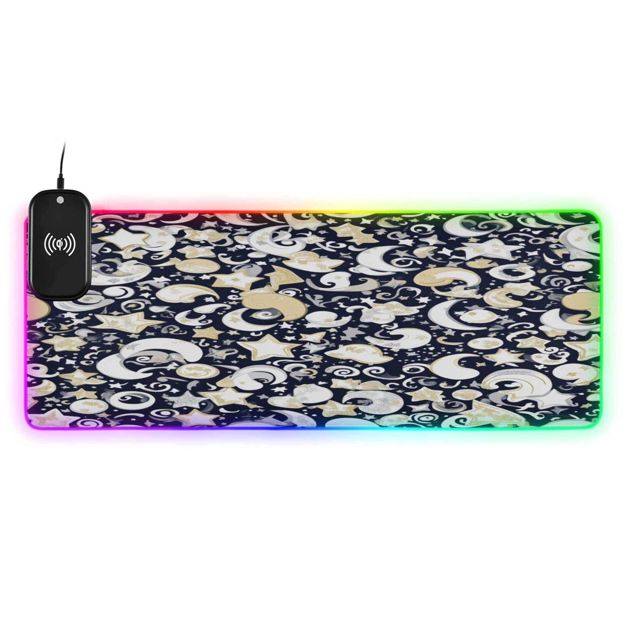 Moons and Stars Pattern Design Large RGB Gaming Mouse Pad with Fast ...