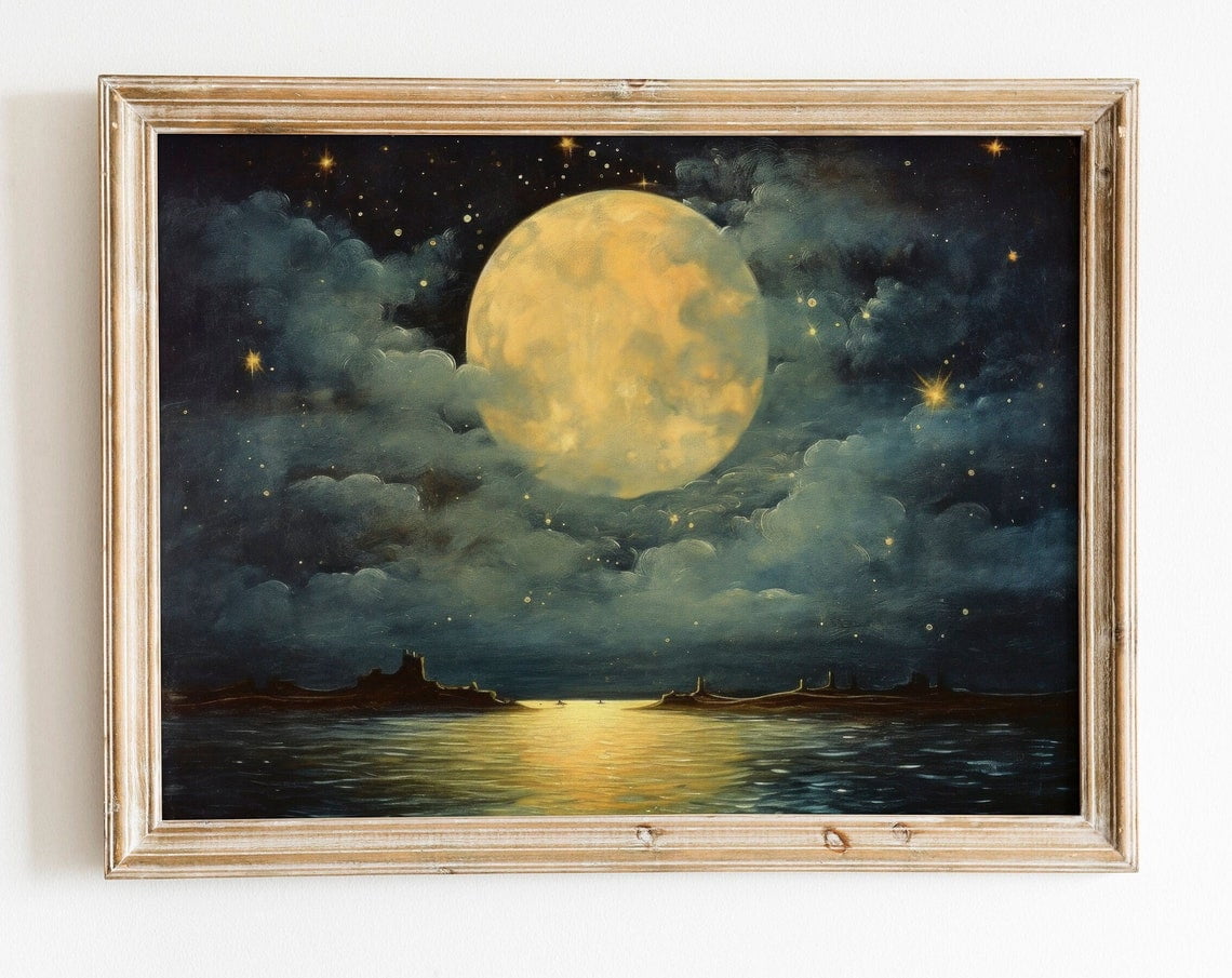 Moonscape Wall Art Print, Occult Art, Celestial Art, Pagan Art, Dark ...
