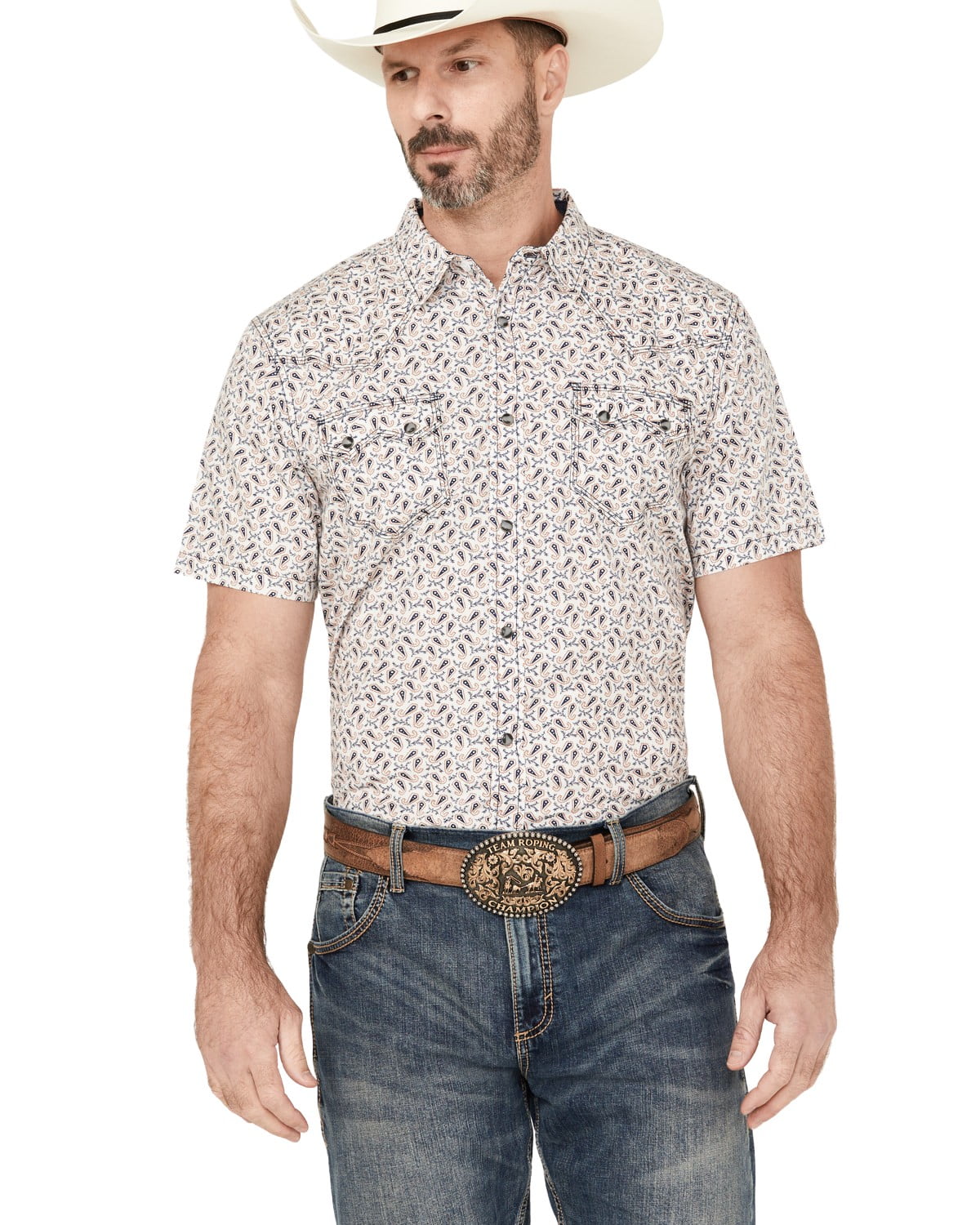 Moonshine Spirit Men's Small Banjo Paisley Print Short Sleeve Snap ...