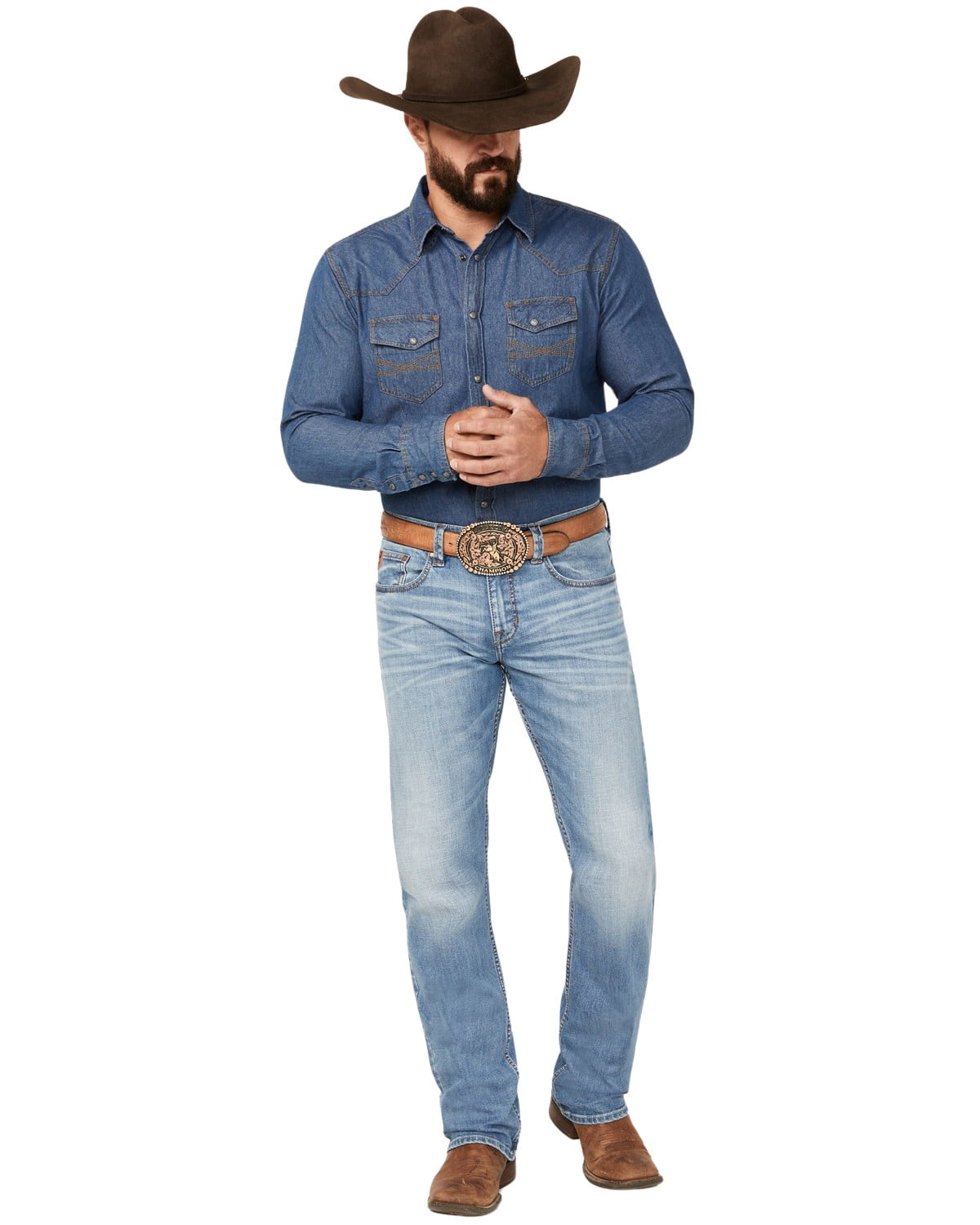 Moonshine Spirit Men's Legend Light Wash Slim Straight Stretch Denim ...