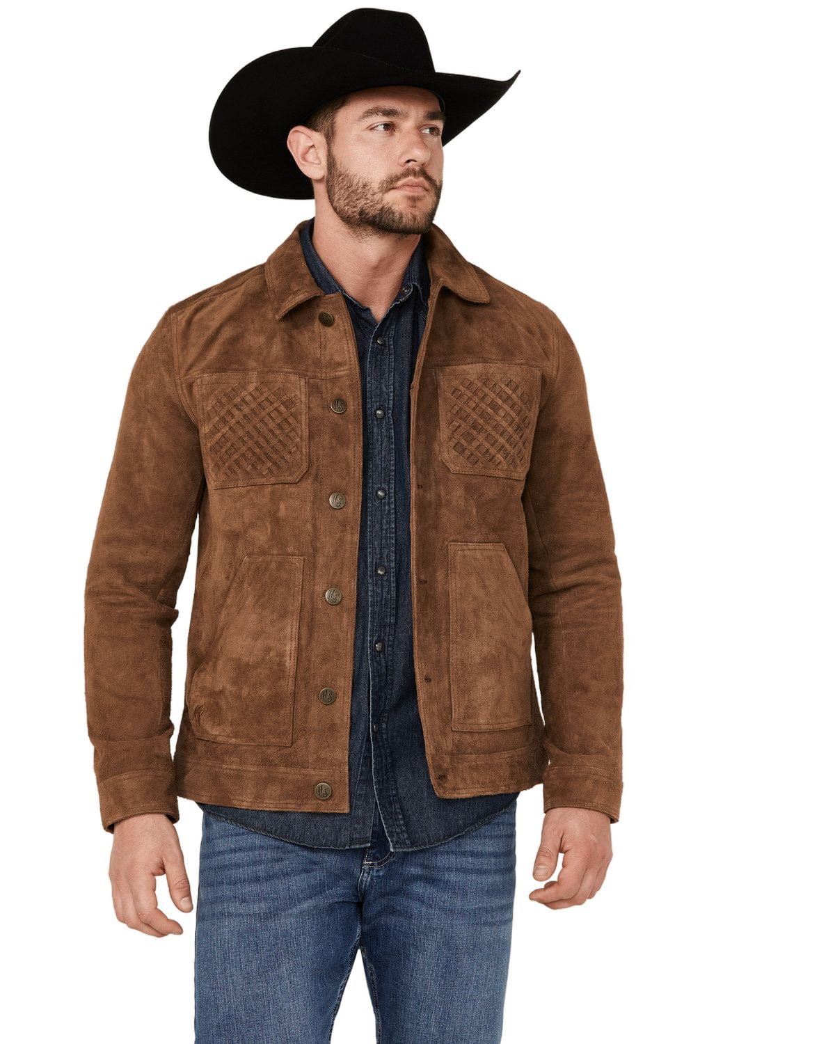 Moonshine Spirit Men's Perryville Suede Trucker Jacket Brown X-Large US ...