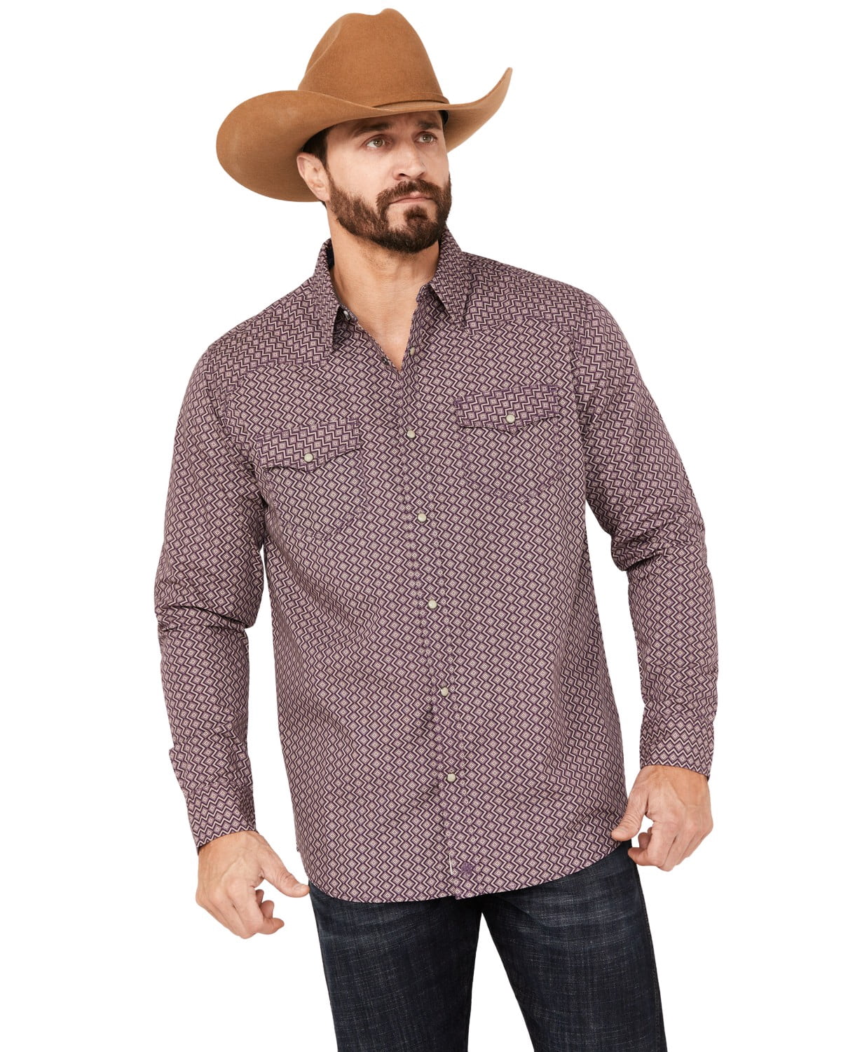Moonshine Spirit Men's Southwestern Print Long Sleeve Western Pearl ...