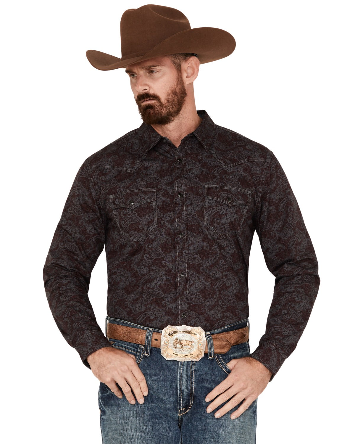 Moonshine Spirit Men's Stage Light Long Sleeve Snap Western Shirt Grey ...