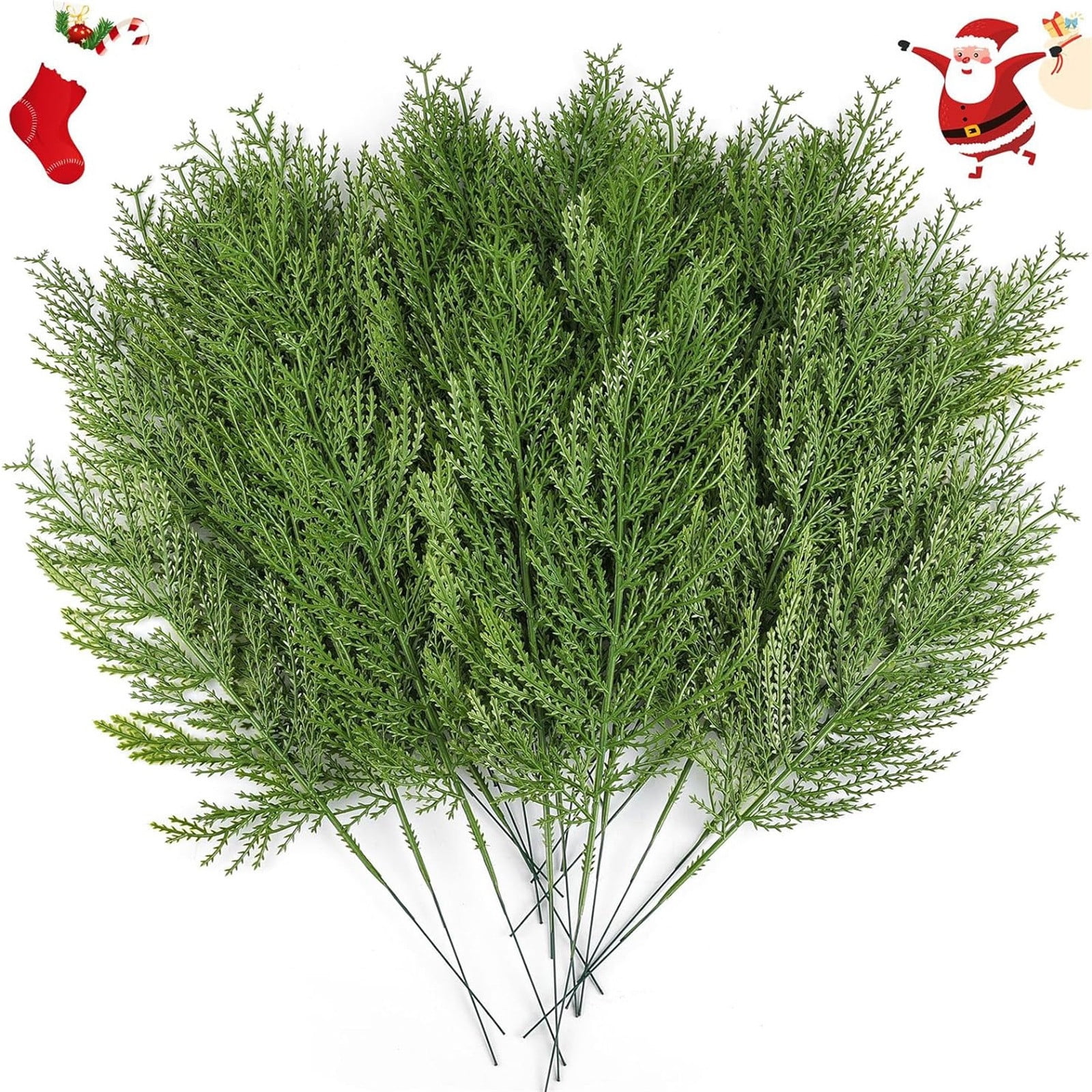 Moonsky Christmas Greenery Bundle, 40 Stems of Faux Cedar Sprigs for ...