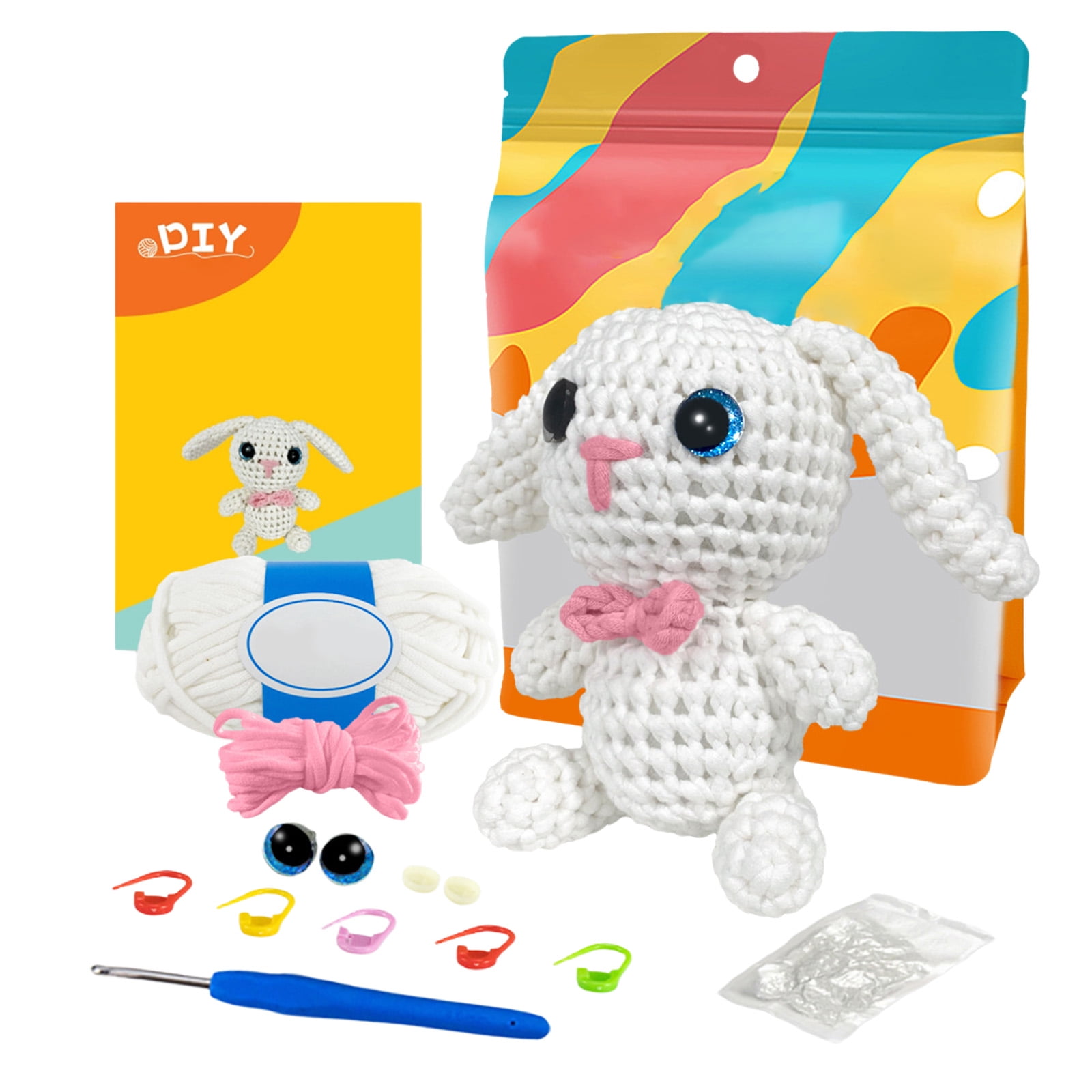 Moonsky Crochet Bunny Kit for Beginners - Complete DIY Kit with Yarn ...