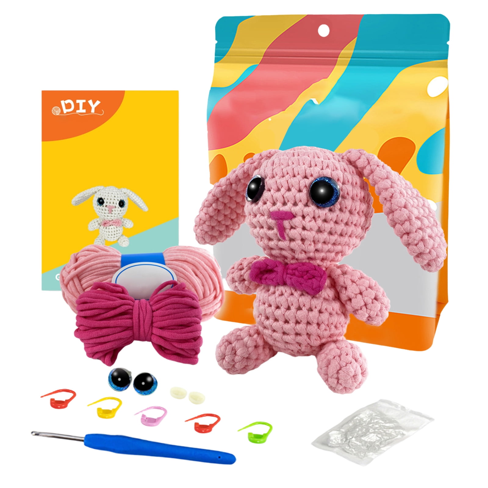 Moonsky Crochet Bunny Kit for Beginners - Complete DIY Kit with Yarn ...
