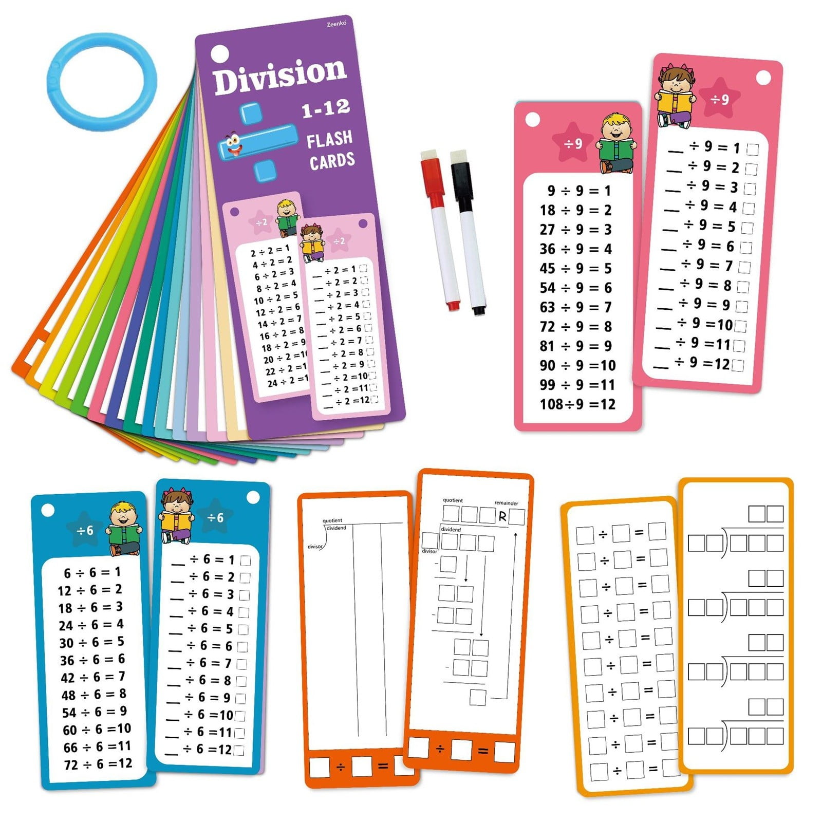 Moonsky Erasable And Reusable-17pcs Multiplication Flash Cards 3 4 5rd ...