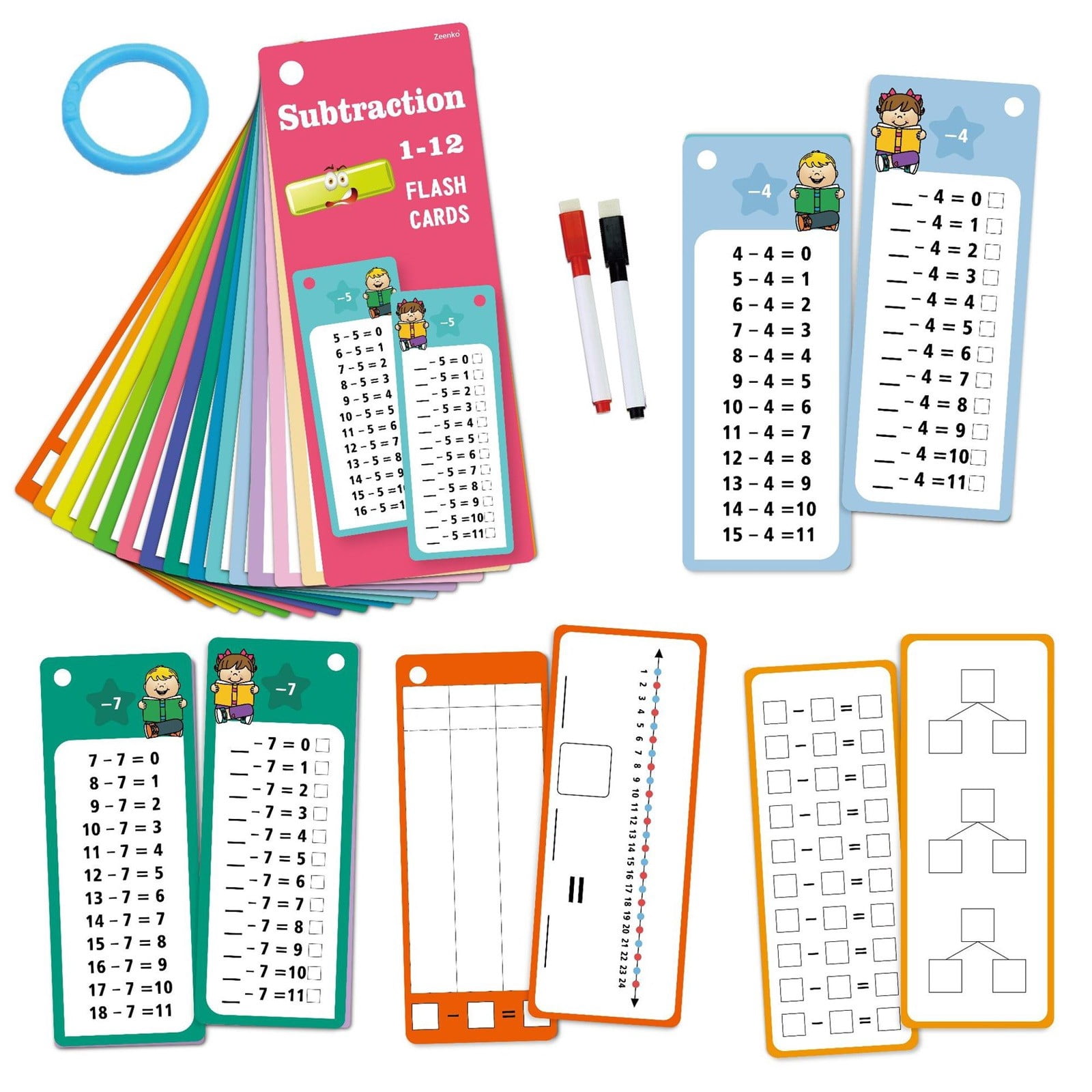Moonsky Erasable And Reusable-17pcs Multiplication Flash Cards 3 4 5rd ...