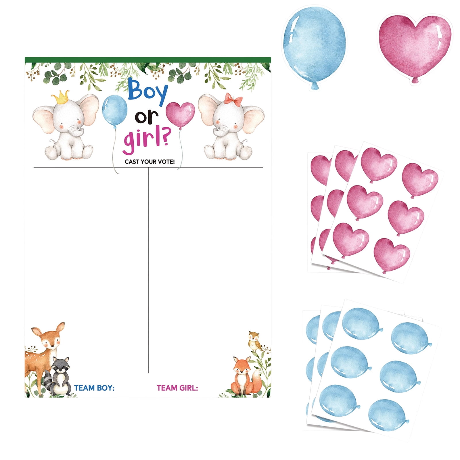 Moonsky Gender Reveal Poster, Forest Elephant Theme Party Supplies ...