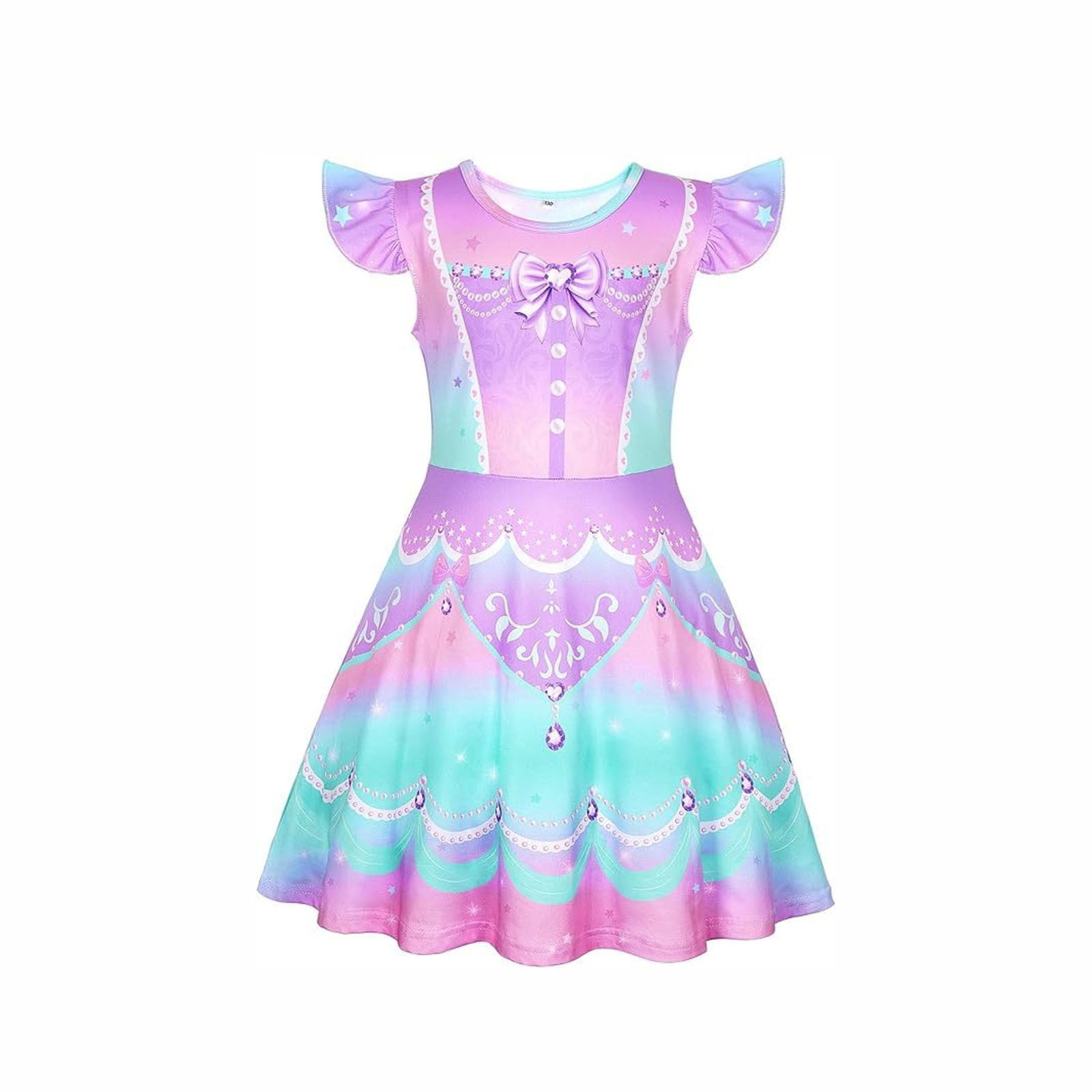 Moonsky KPop Demon Hunters Huntrix Dress-Ruffle sleeve printed ...