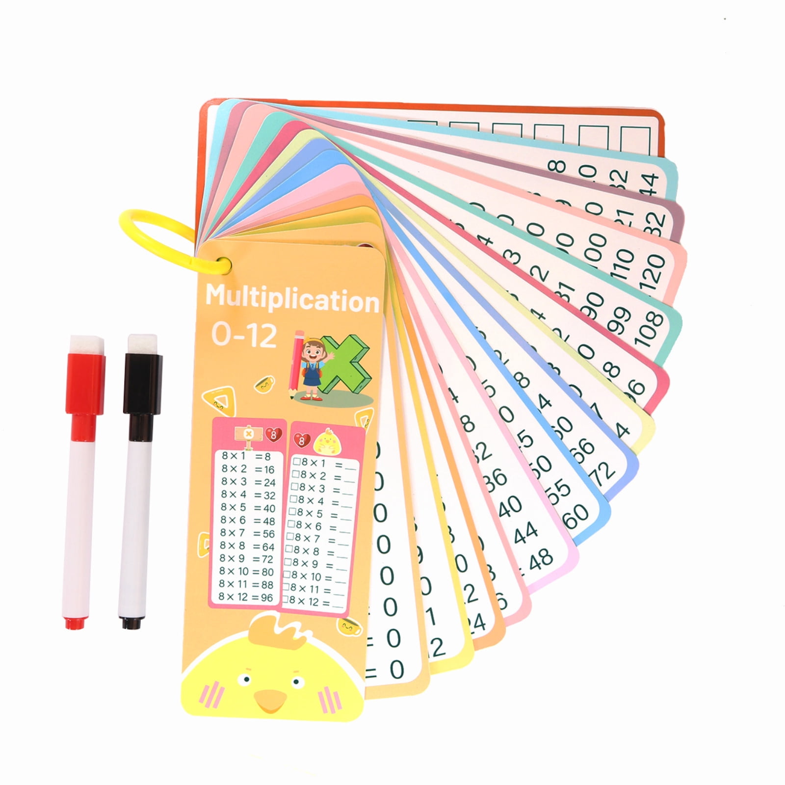Moonsky Math Flash Cards Set - 15 Double-Sided Dry Erase Cards for ...
