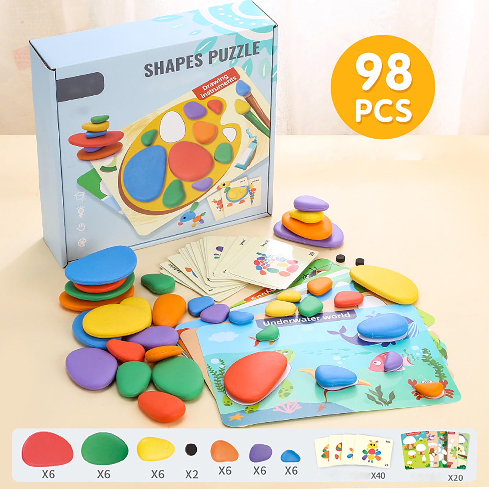 Moonsky Pebbles Activit Toy, Sorting And Stacking Stones With Activity ...