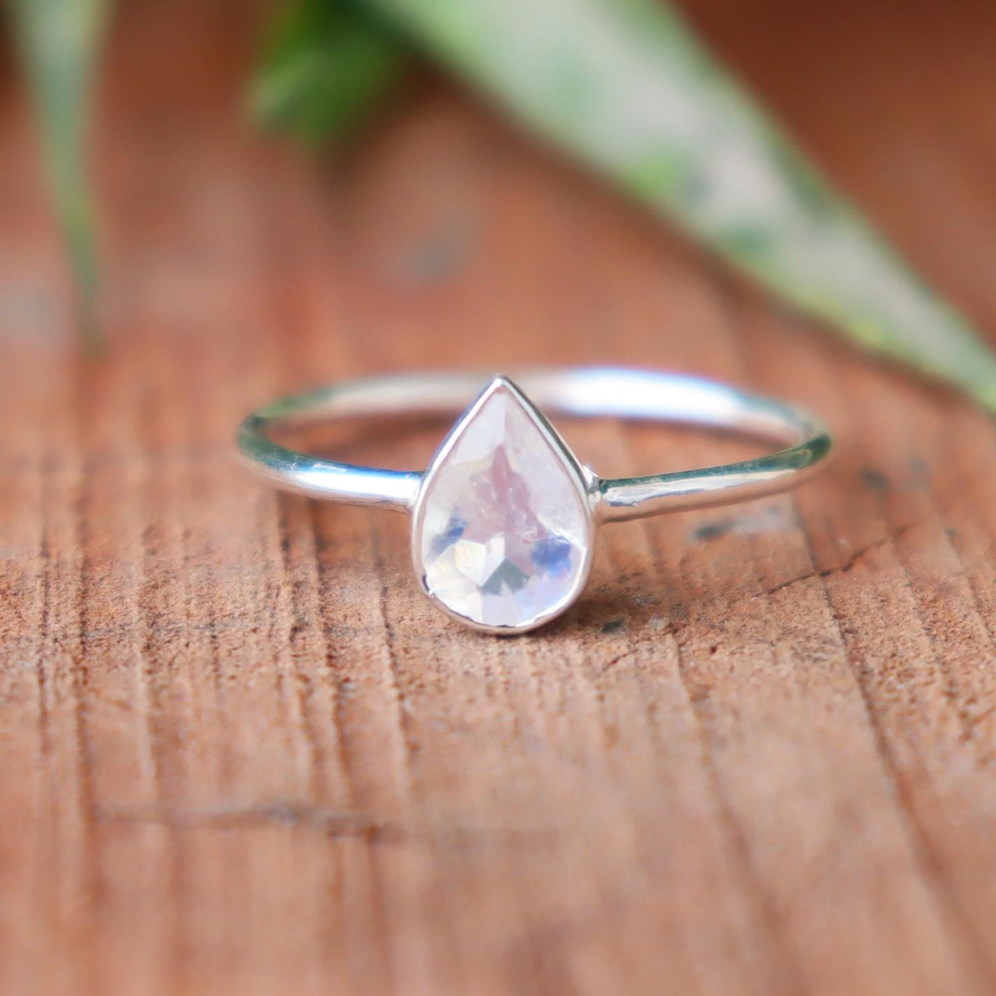 Moonstone Ring, 925 Sterling Pure Silver Ring, Blue Fire Rainbow ...