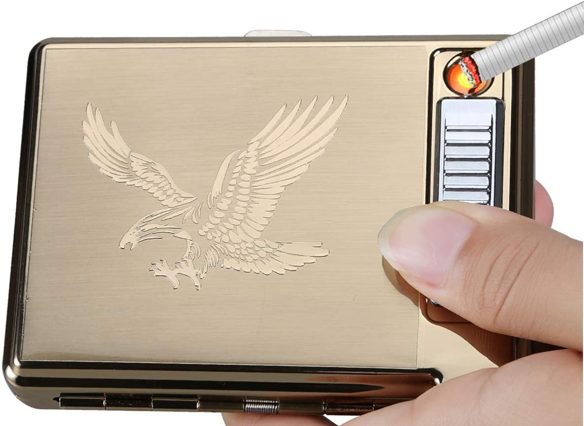 Moonwbak Cigarette Case Lighter, Metal Full Pack 20 Regular Cigarettes ...