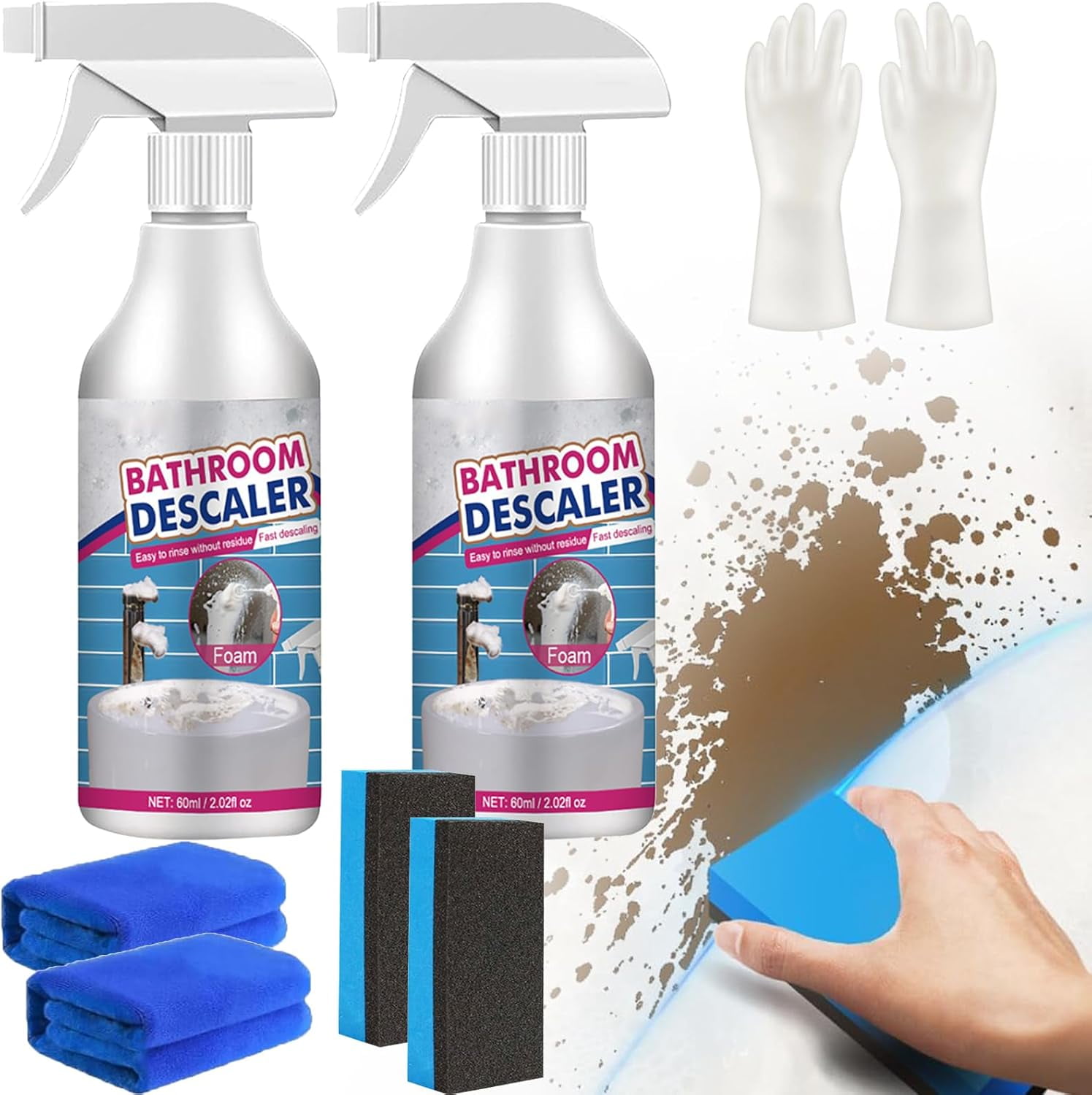 Moonycozy Stubborn Stains Cleaner, 60ml Bathroom Descaler Foam Cleaner ...