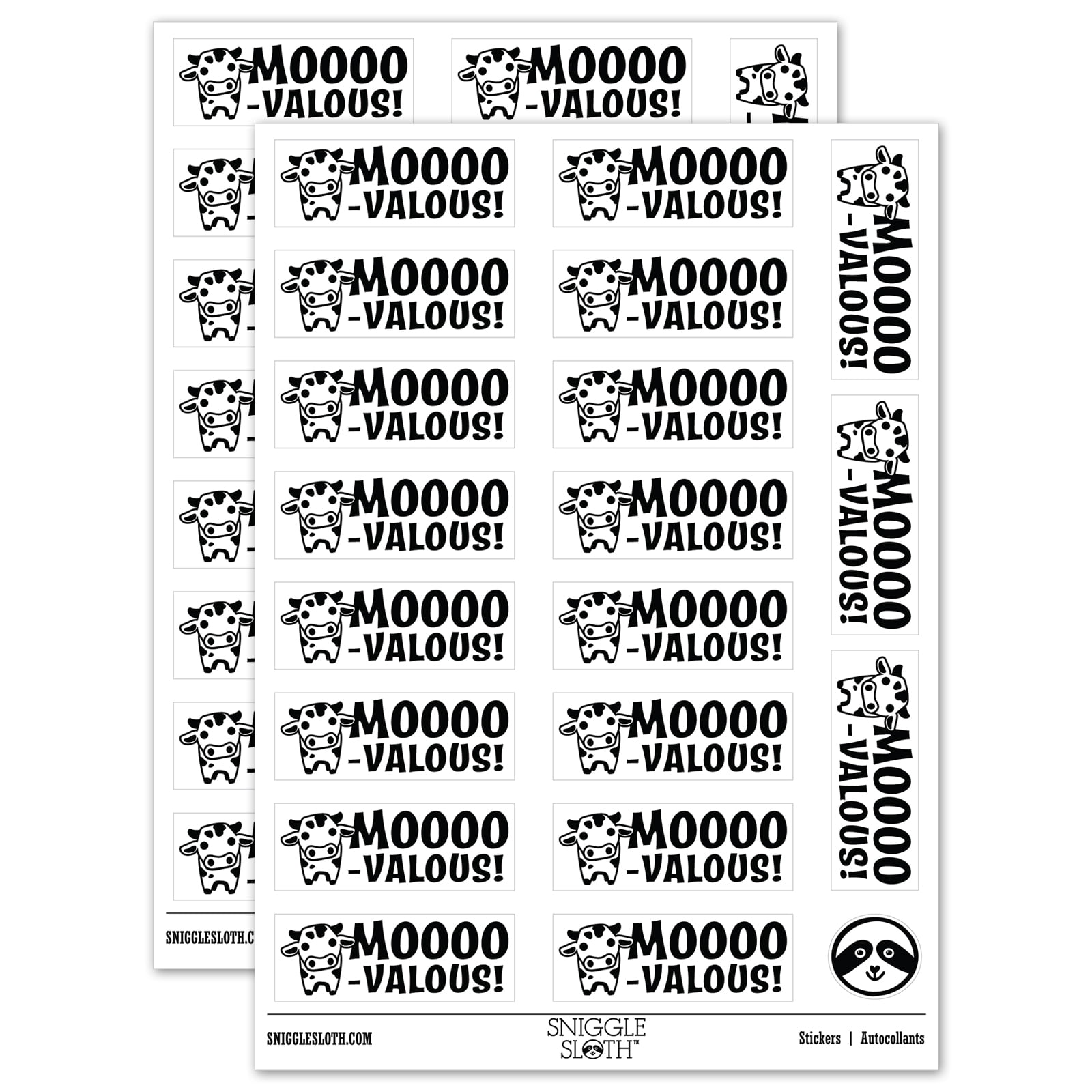 Moooo-valous Marvelous Cow Teacher Student School Sticker Set - White ...