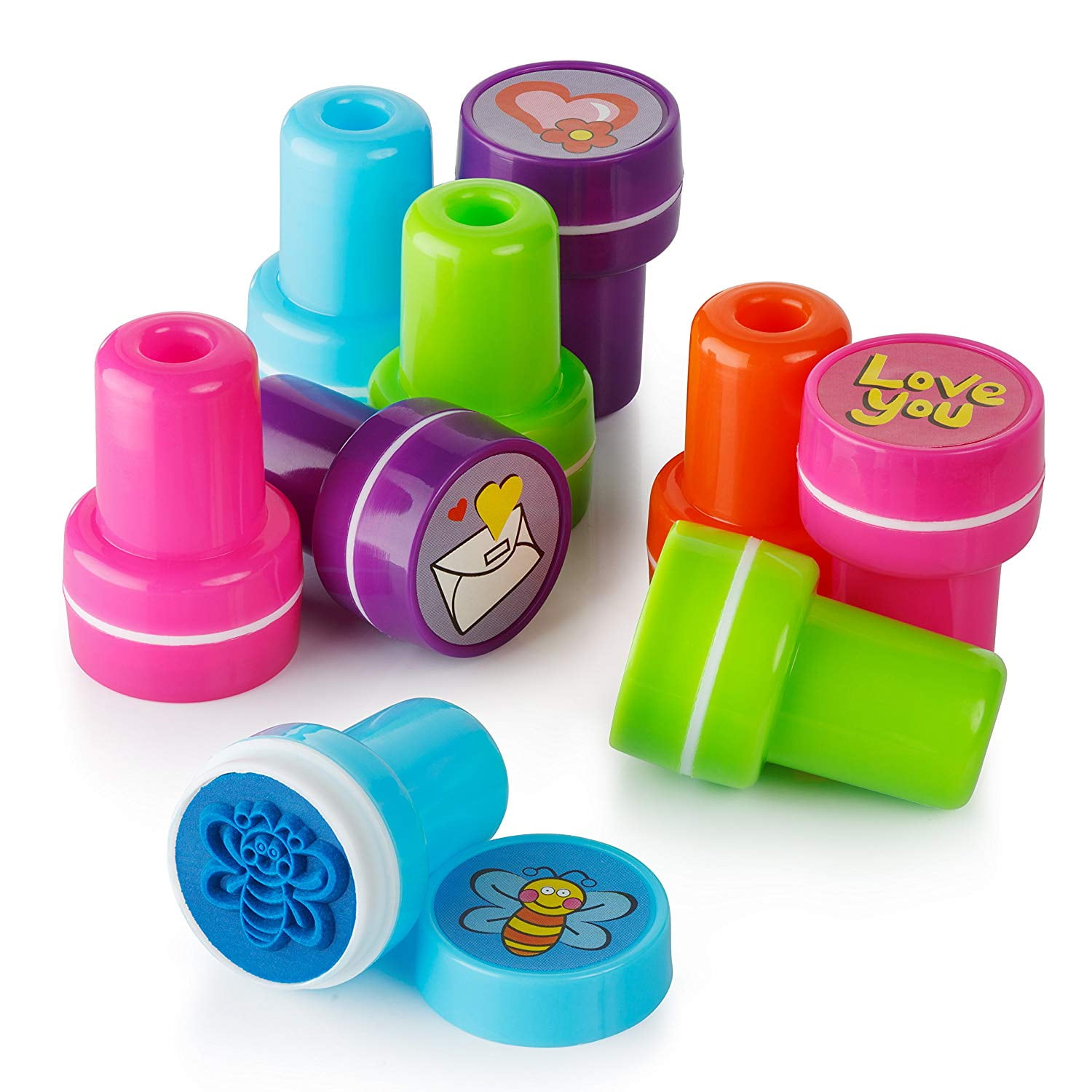 Moore Art 26 Piece Self Inking Floral Design Toy Stamp with Multi Color ...