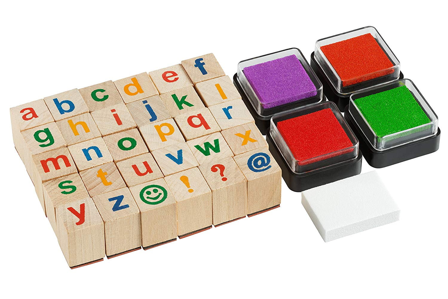 Moore Art Premium Wooden Small Alphabet Stamp Set, 34 piece set of ...
