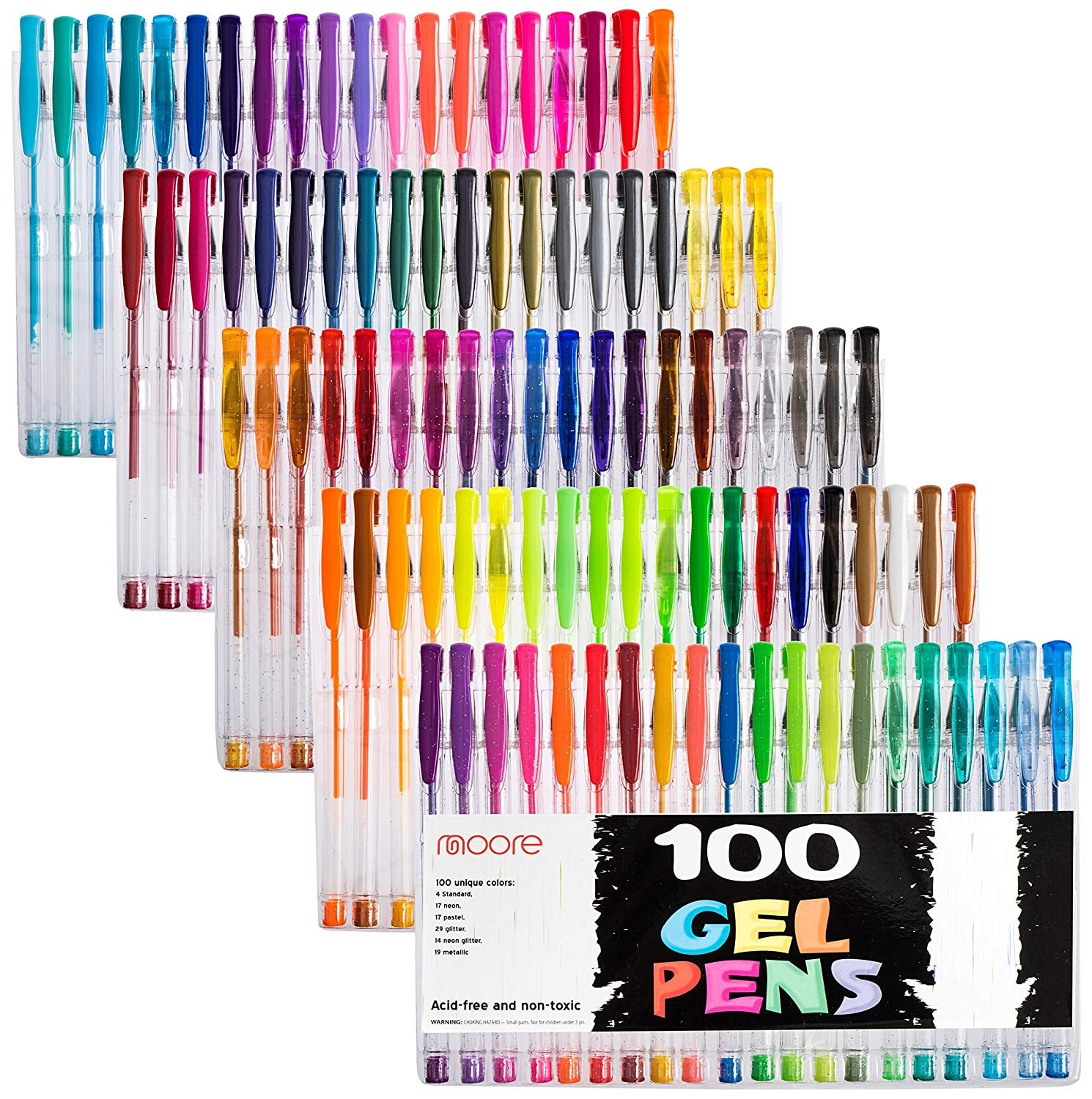 Moore: Premium Art Color Gel Pens Set of 100 pcs for Adults Coloring ...