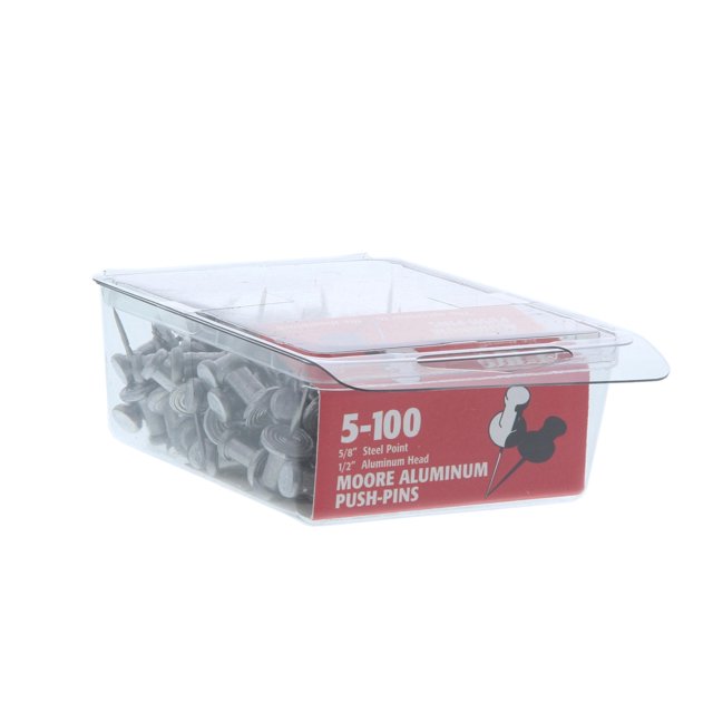 Moore Push-Pins Boxed, Aluminum, 5/8", 100/Pkg. - Walmart.com