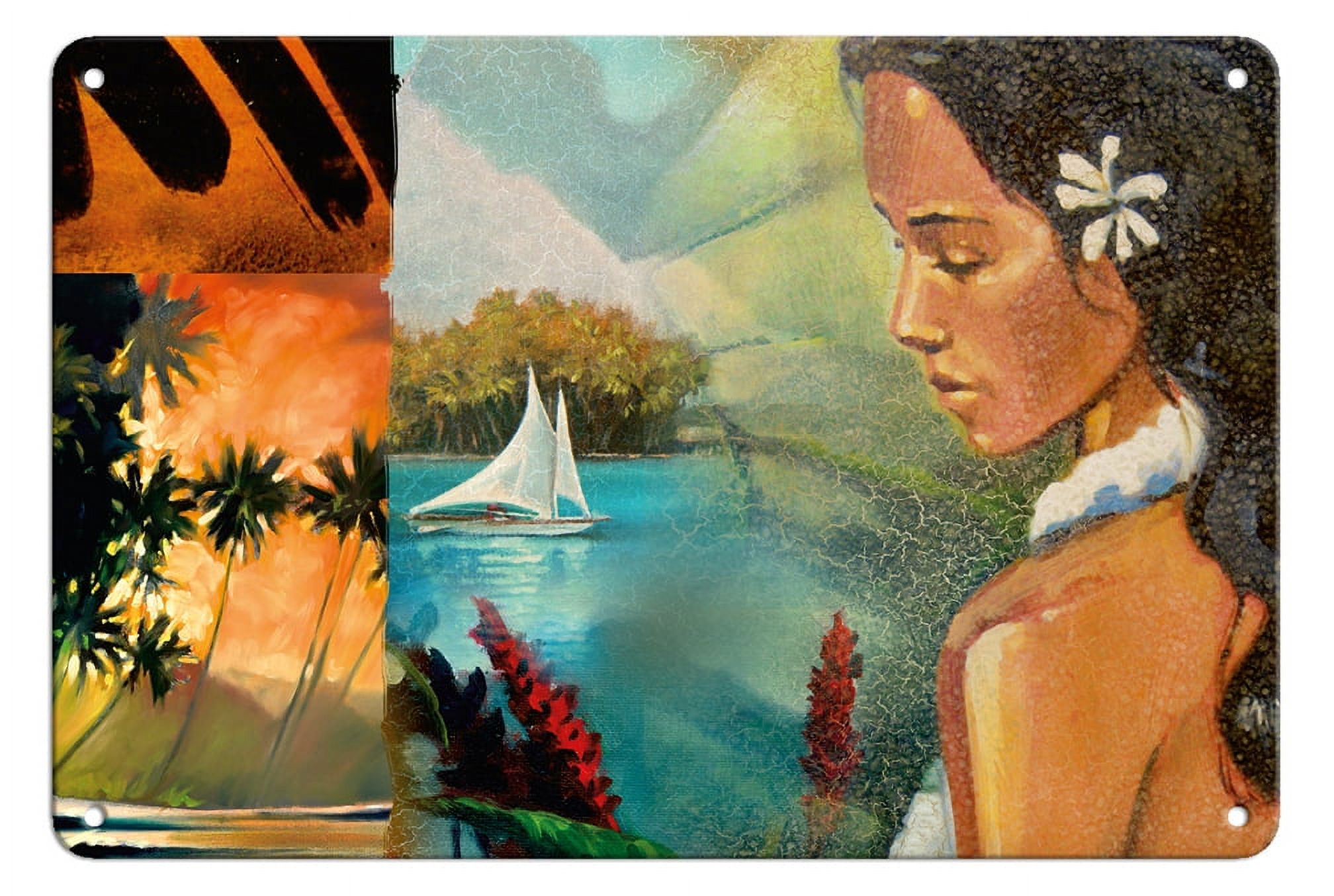 Moorea Girl - Tahiti - Original Collage Art by Wade Koniakowsky - 8 x ...