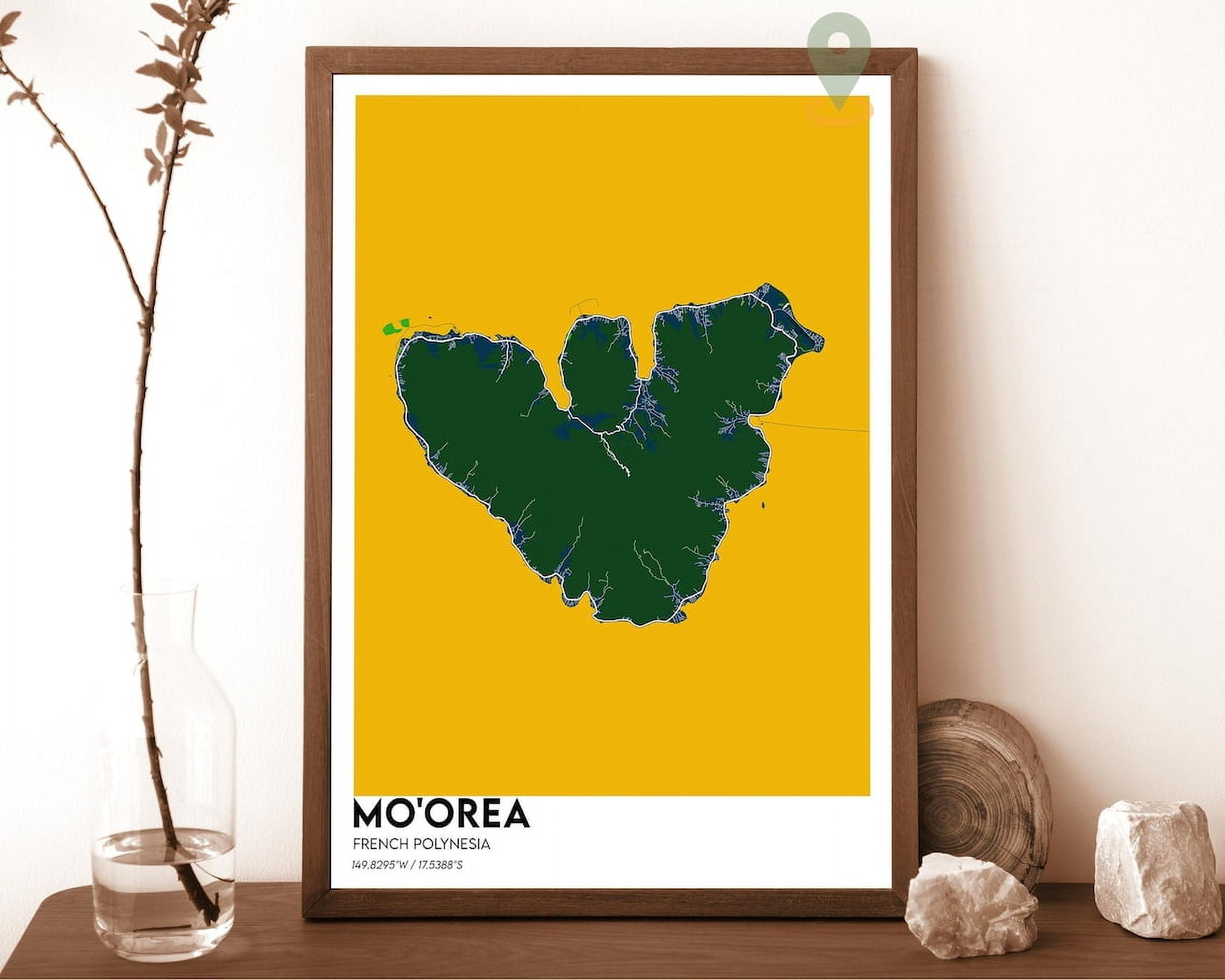 Moorea Map, Moorea Map Print, Moorea Wall Art, Moorea Travel Poster ...