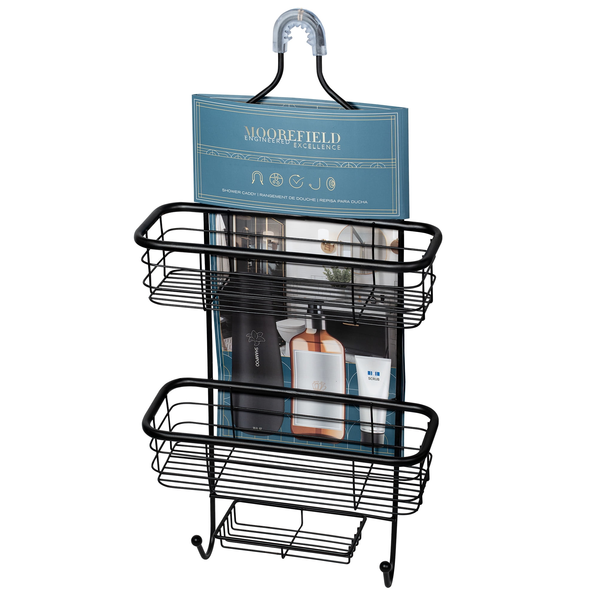 Moorefield 3-Tier Modern Hanging Shower Caddy, Tubular Accent, Steel ...