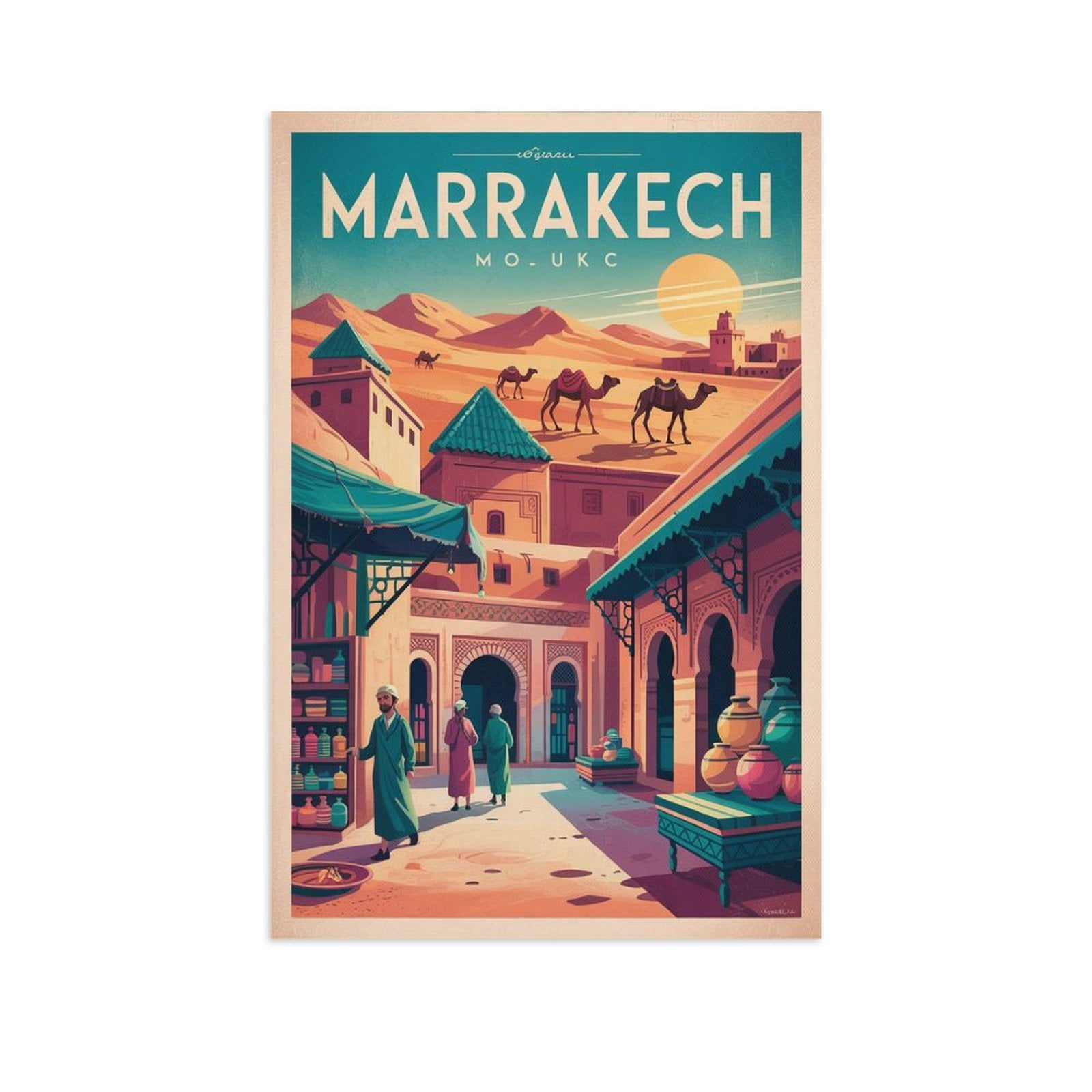 Moorish Architecture Classic Poster Retro Marrakech Cityscape with ...