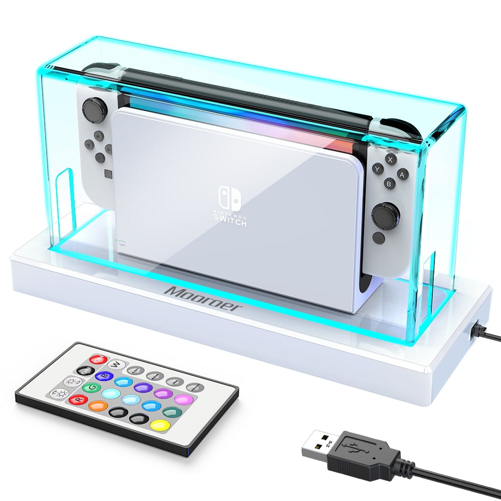 Mooroer Nintendo Switch Dust Cover with LED Light, Clear Case for ...