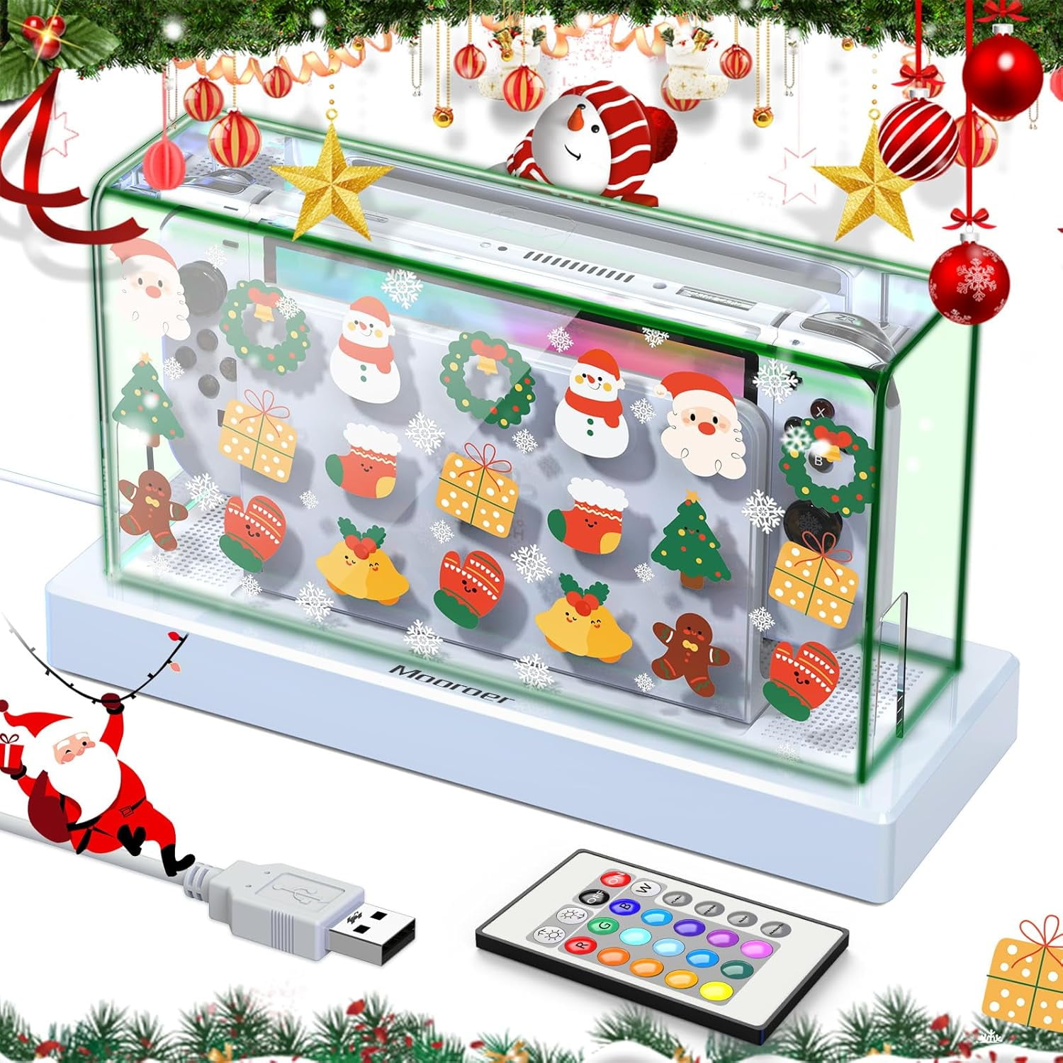 Mooroer Switch Dust Cover with LED Light Base for Nintendo Switch and ...