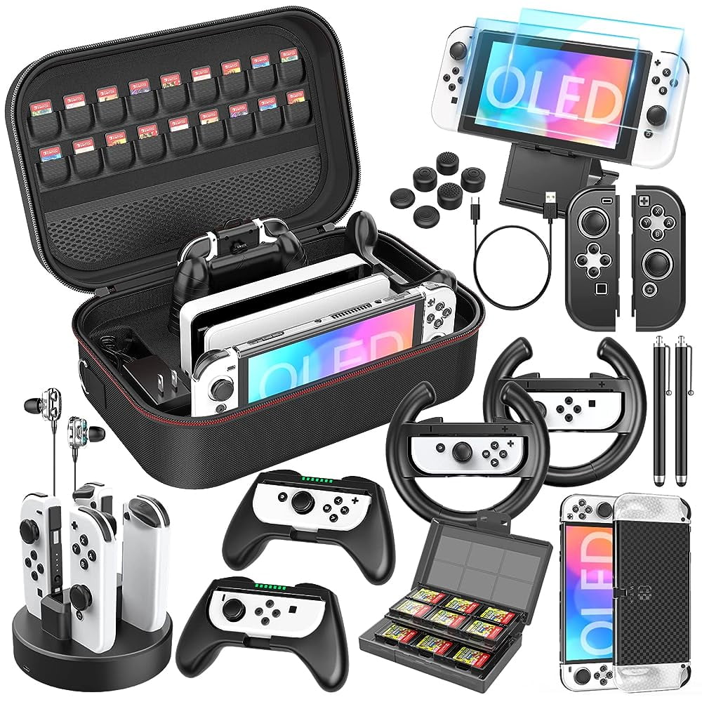 Mooroer Switch OLED Accessories Bundle 27 in 1 for Nintendo Switch OLED ...