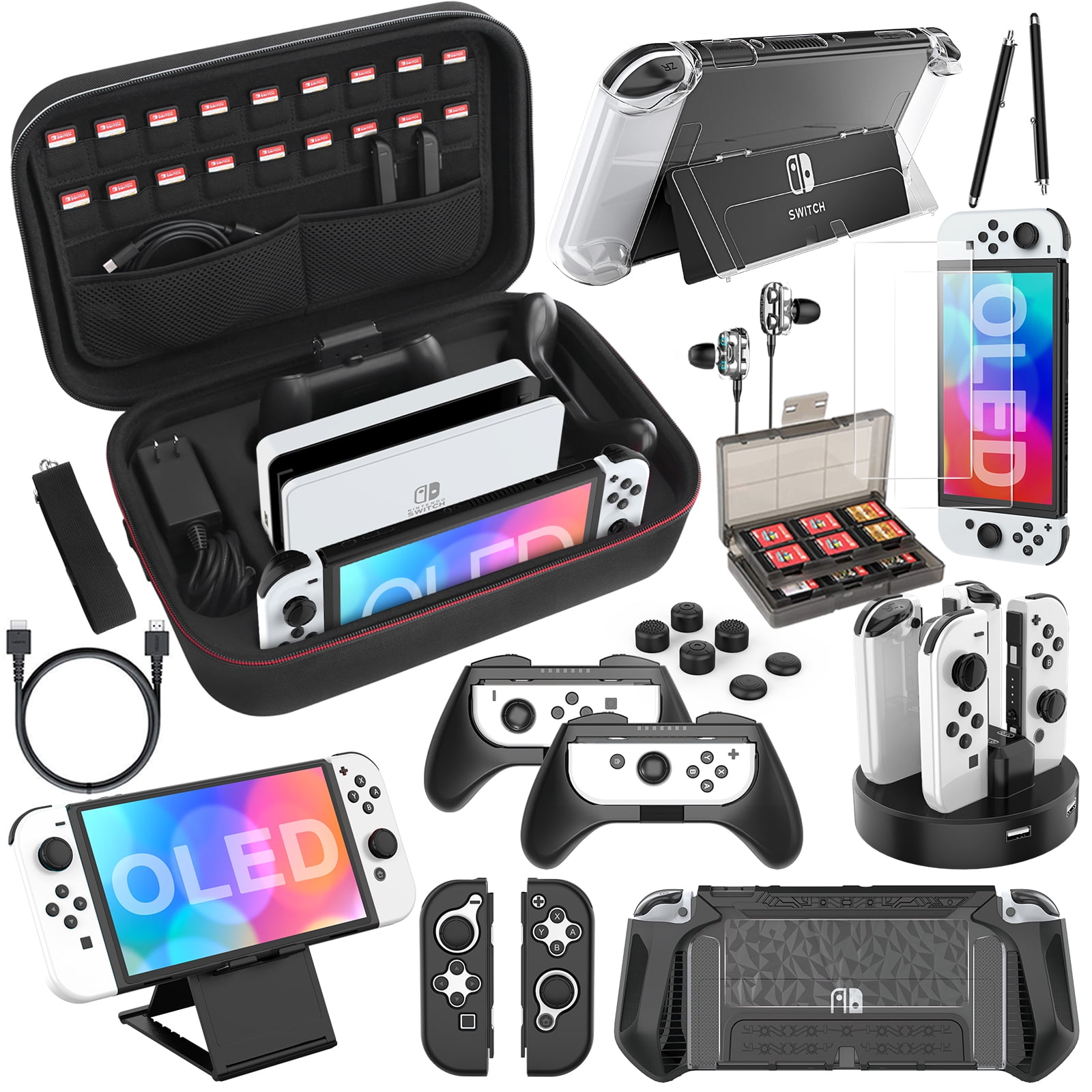 Mooroer Switch OLED Accessories Bundle 27 in 1 for Nintendo Switch OLED ...