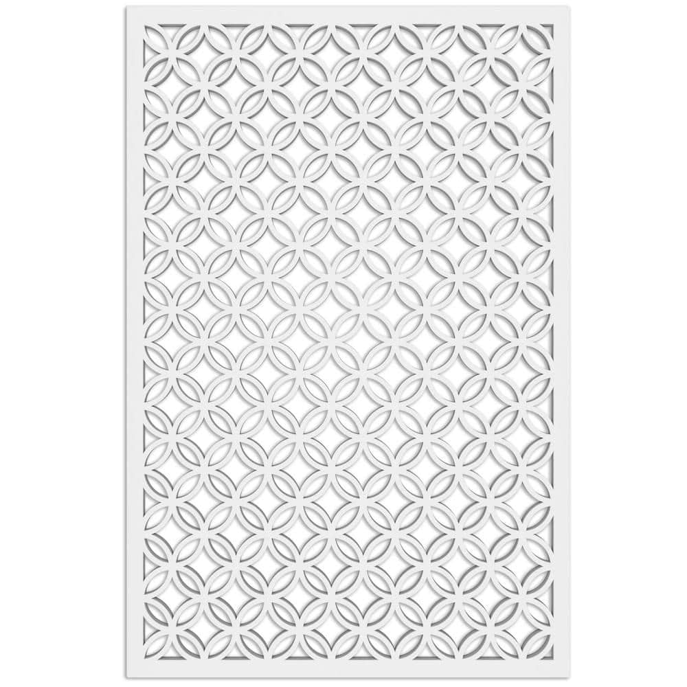 Moors Circle 4 ft. x 32 in. White Vinyl Decorative Screen Panel ...