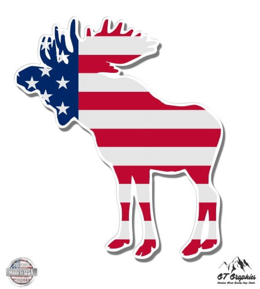 Moose American Flag - 12" Vinyl Sticker Waterproof Decal - Walmart.com