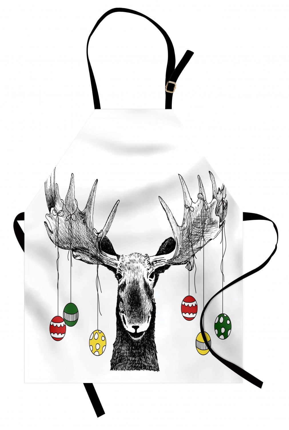 Moose Apron Christmas Moose with Xmas Ornaments Balls Hanging from ...