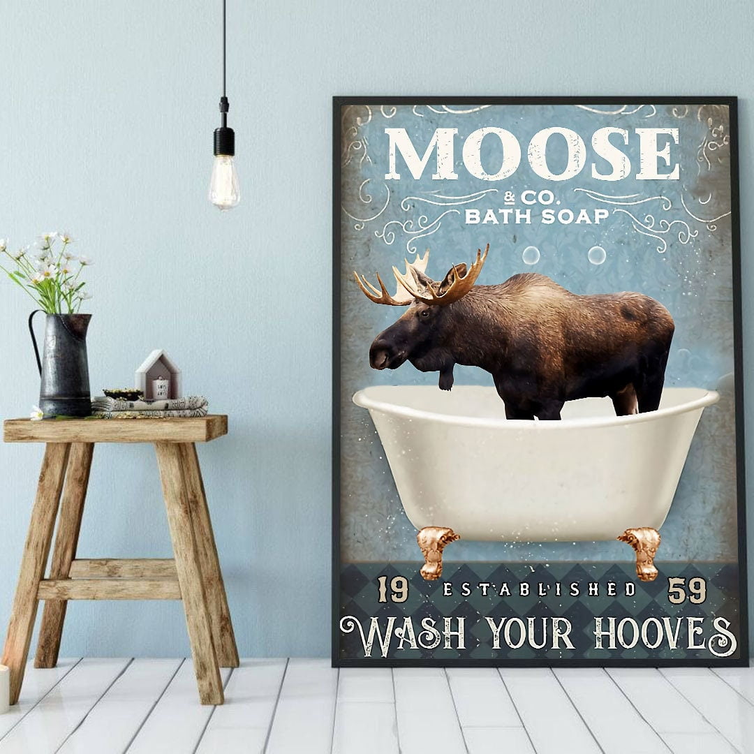 Moose . Bath Soap Wash Your Hooves Poster, Moose Print, Animal Wall Art ...