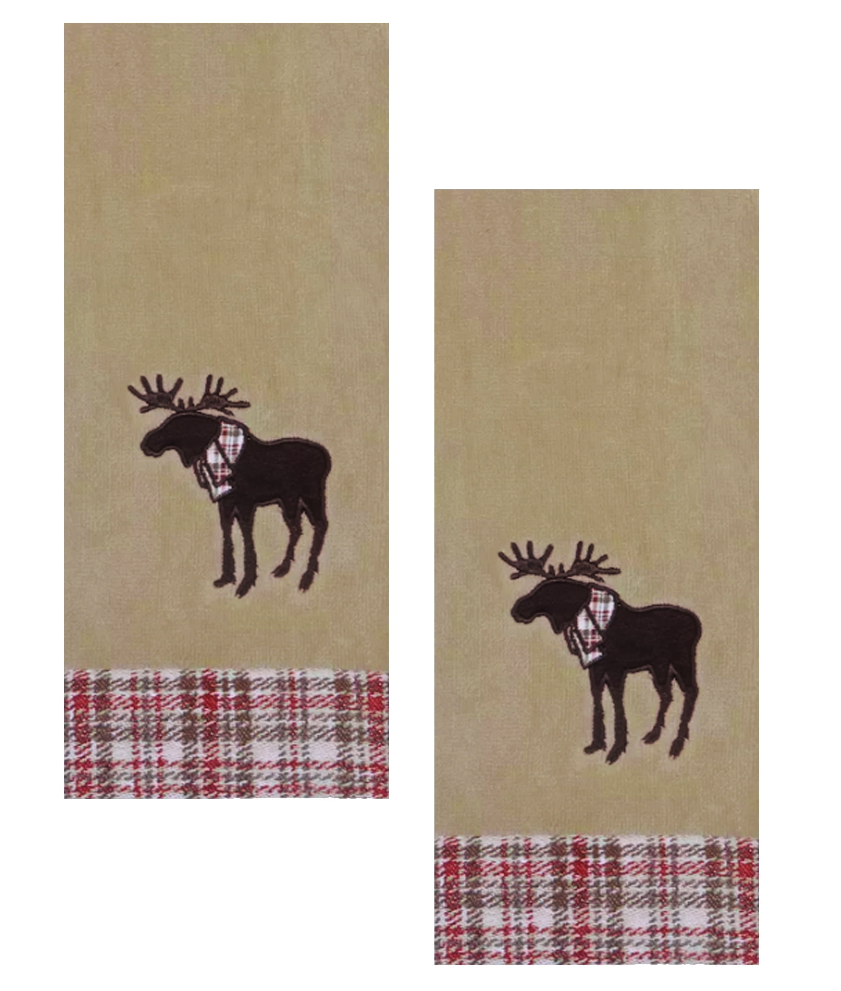 Moose Bath Tan Hand Towels, 2 Piece, Appliqued St Nicholas Square ...