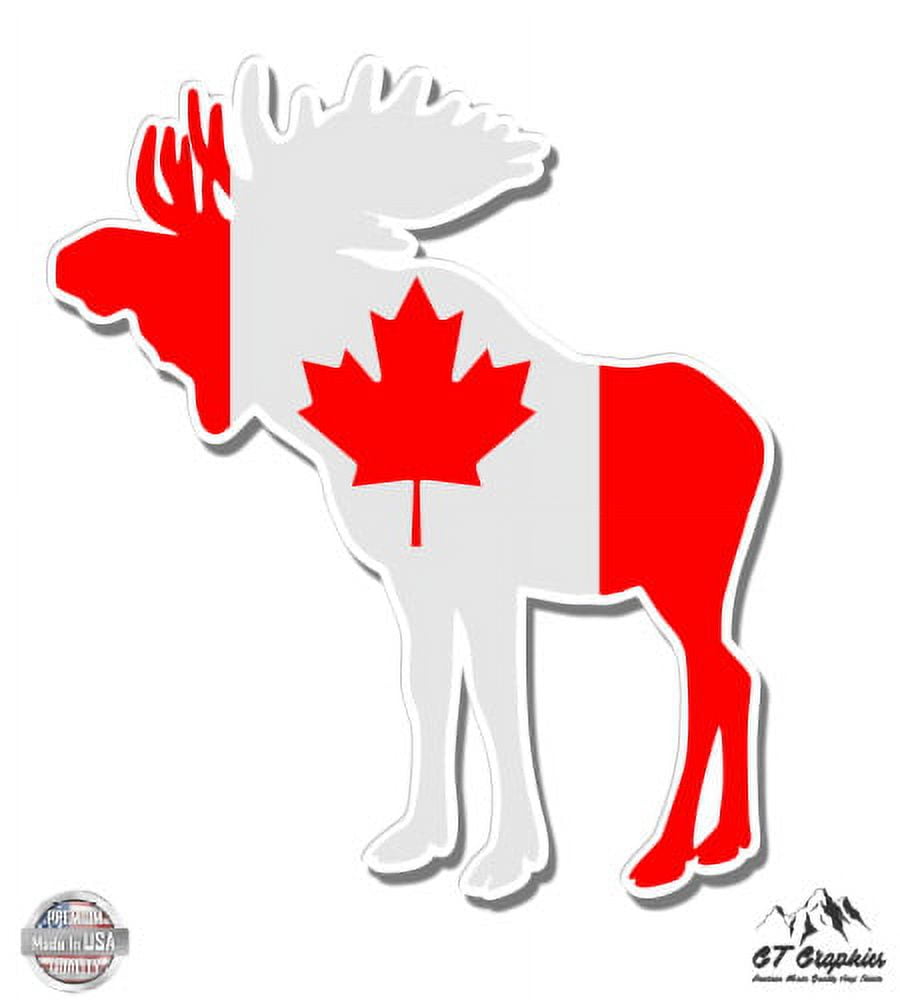 Moose Canada Flag - 3" Vinyl Sticker - For Car Laptop I-Pad Phone ...