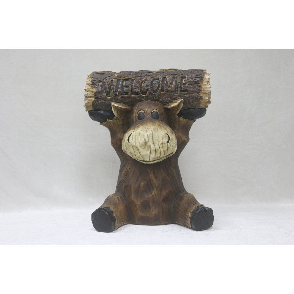 Moose Cub Holding Welcome Sign Garden Decor - Polyresin Moose - Walmart.com