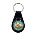 Moose Cute in Forest Metal Black Leather Keychain - Walmart.com