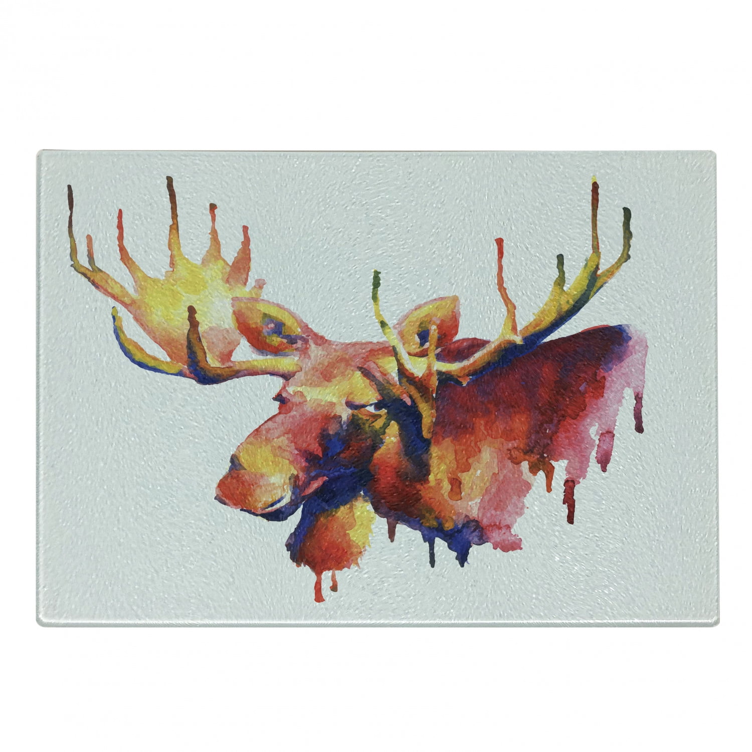 Moose Cutting Board, Psychedelic Watercolor Paintbrush Style Vivid ...