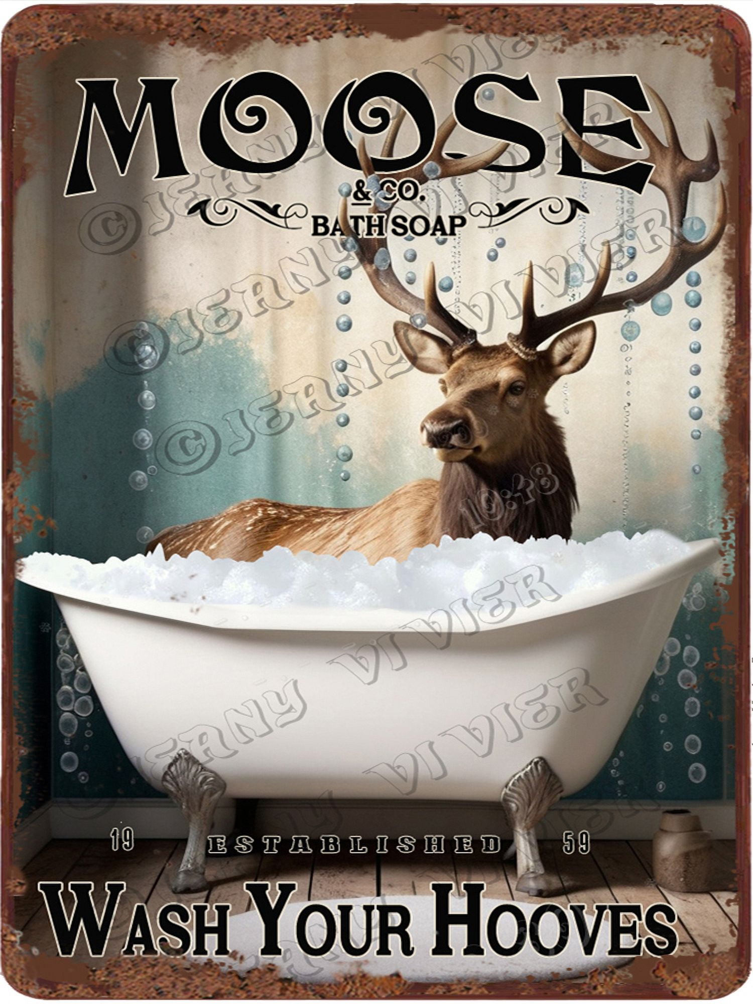 Moose Decor Metal Decorative Signage,Moose Gothic Bathroom Sign ...
