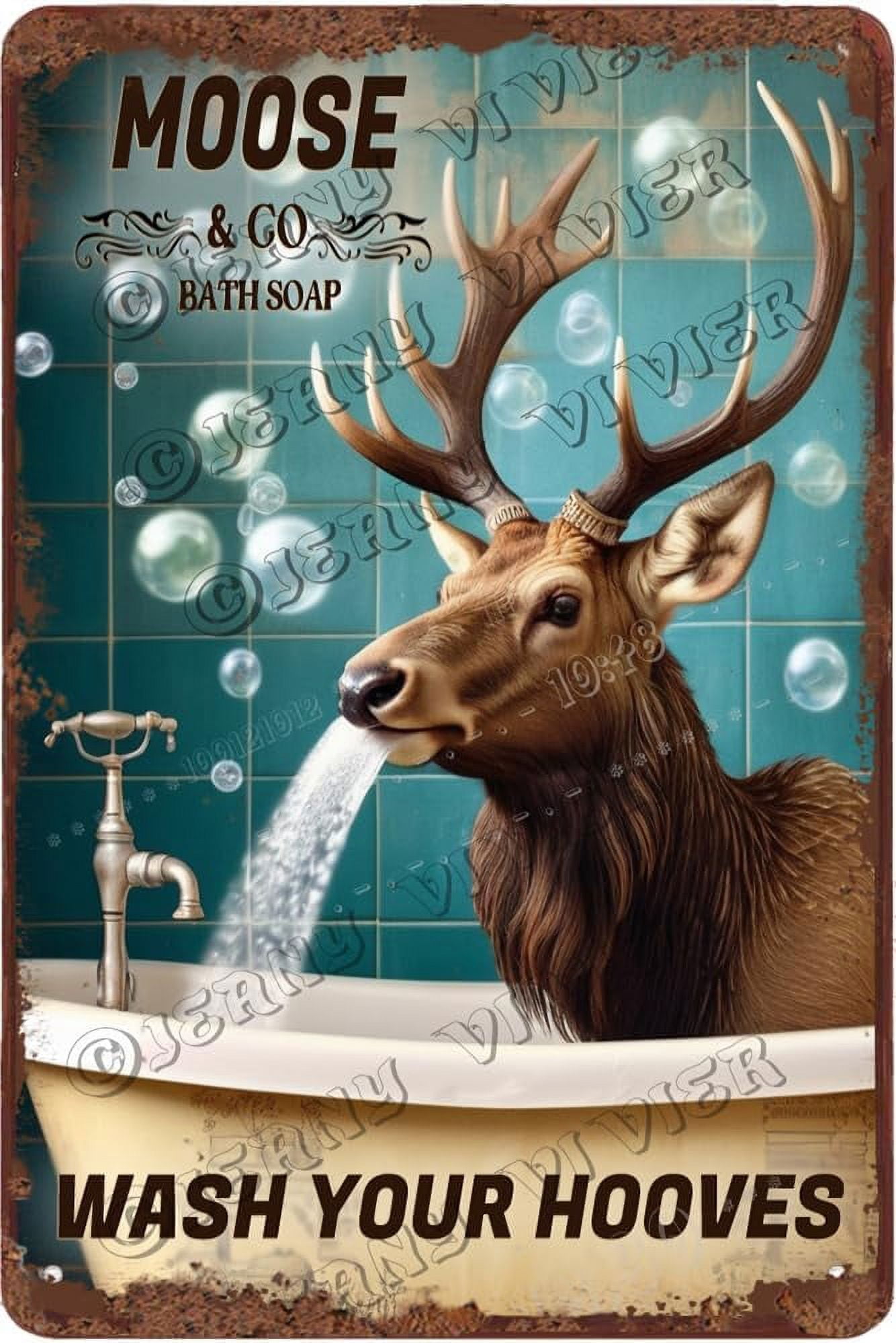 Moose Decor Wash Your Hooves Retro Aluminum Sign 12x8 IN Metal Tin Sign ...