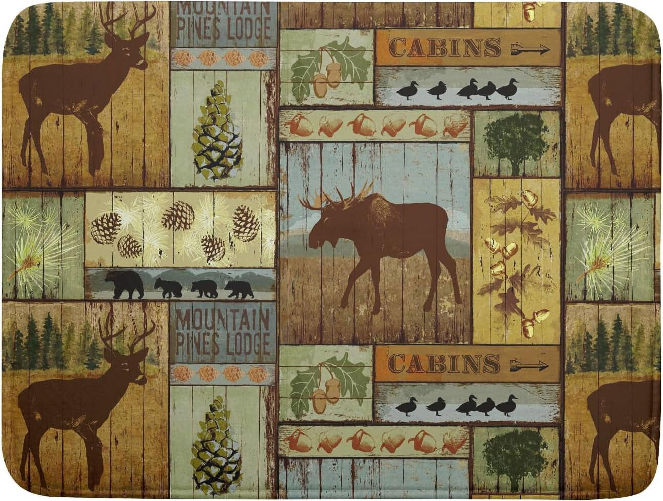Moose Deer Cabins Dish Drying Mat 18"x 24"Microfiber Wildlife Bear Dish ...