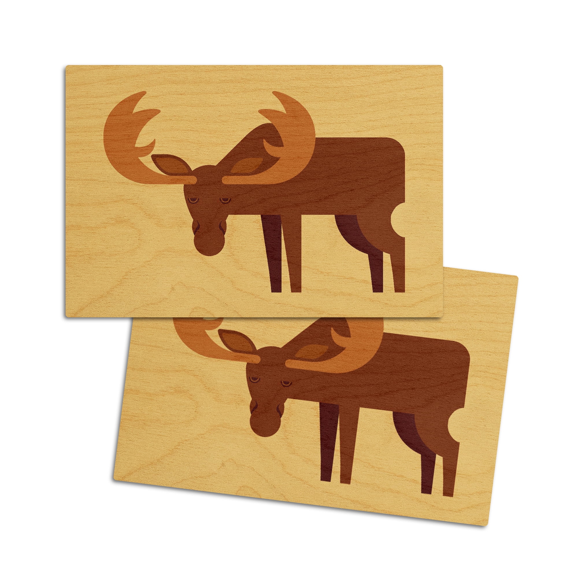 Moose, Geometric, Contour (4x6 Birch Wood Postcards, 2-Pack Stationary ...