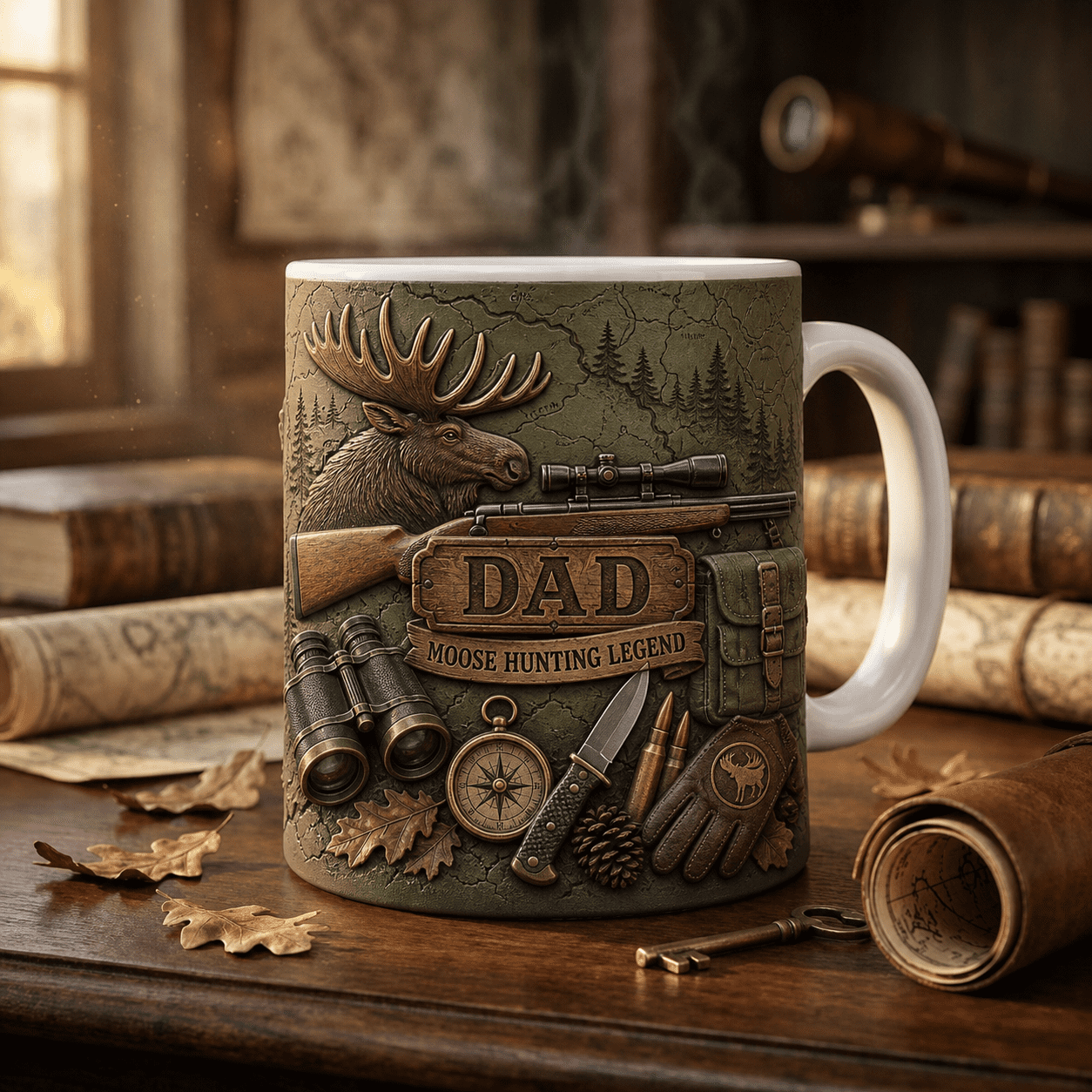 Moose Hunting Dad Mug, Father's Day Gift Mug for Outdoorsman Hunter Dad ...