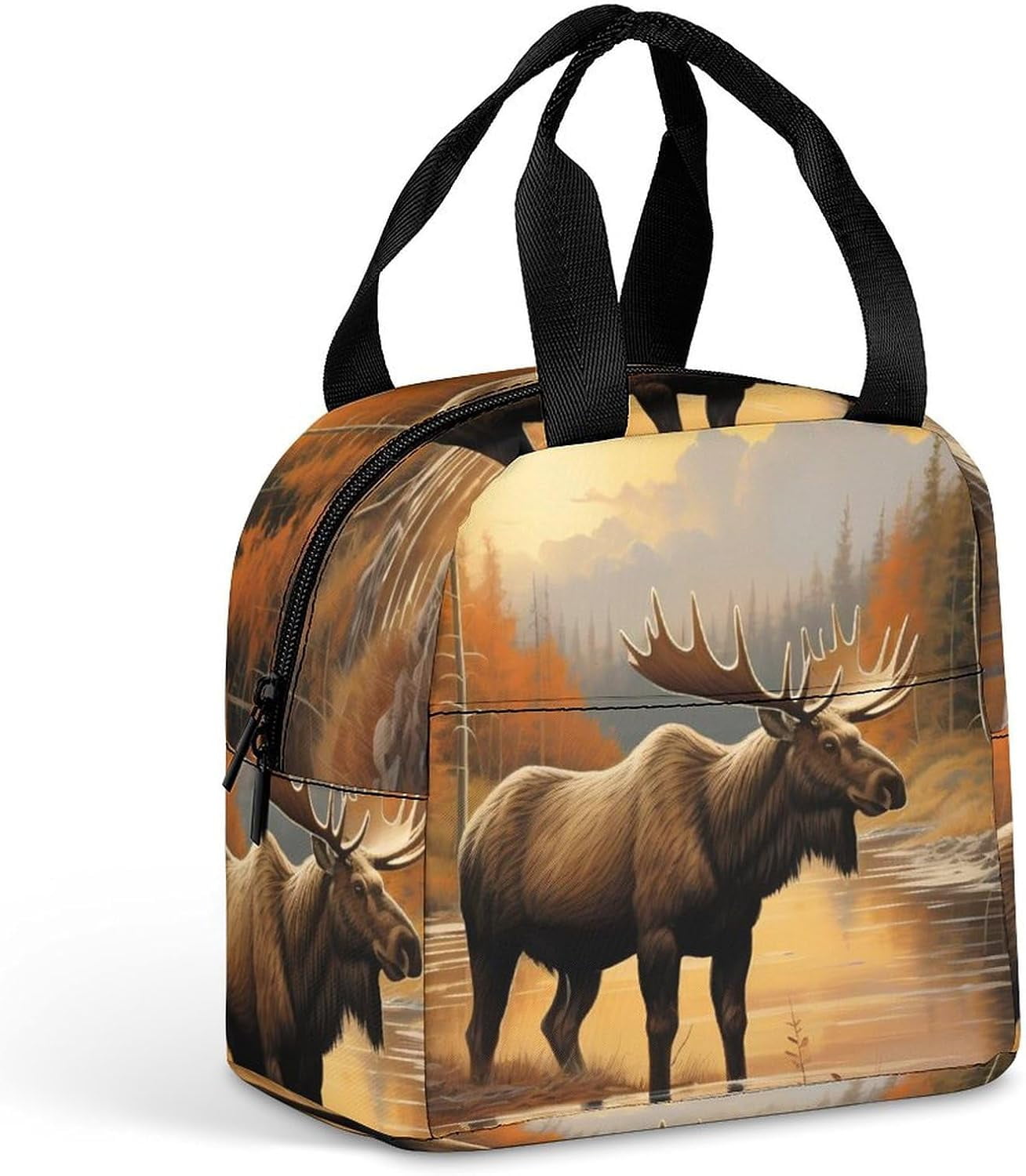 Moose Insulated Lunch Bag Reusable Lunch Tote Bag Portable Lunch Box ...